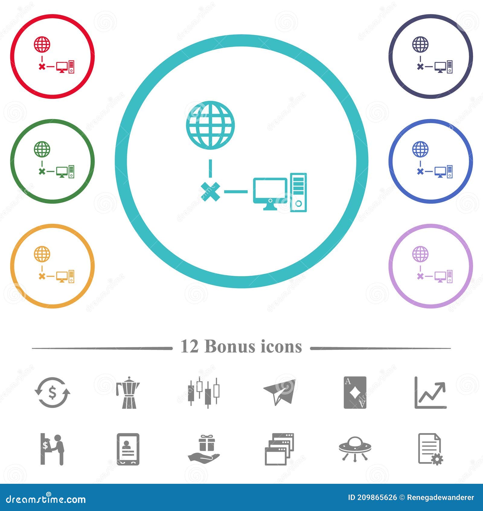 Offline Computer Flat Color Icons in Circle Shape Outlines Stock Vector ...