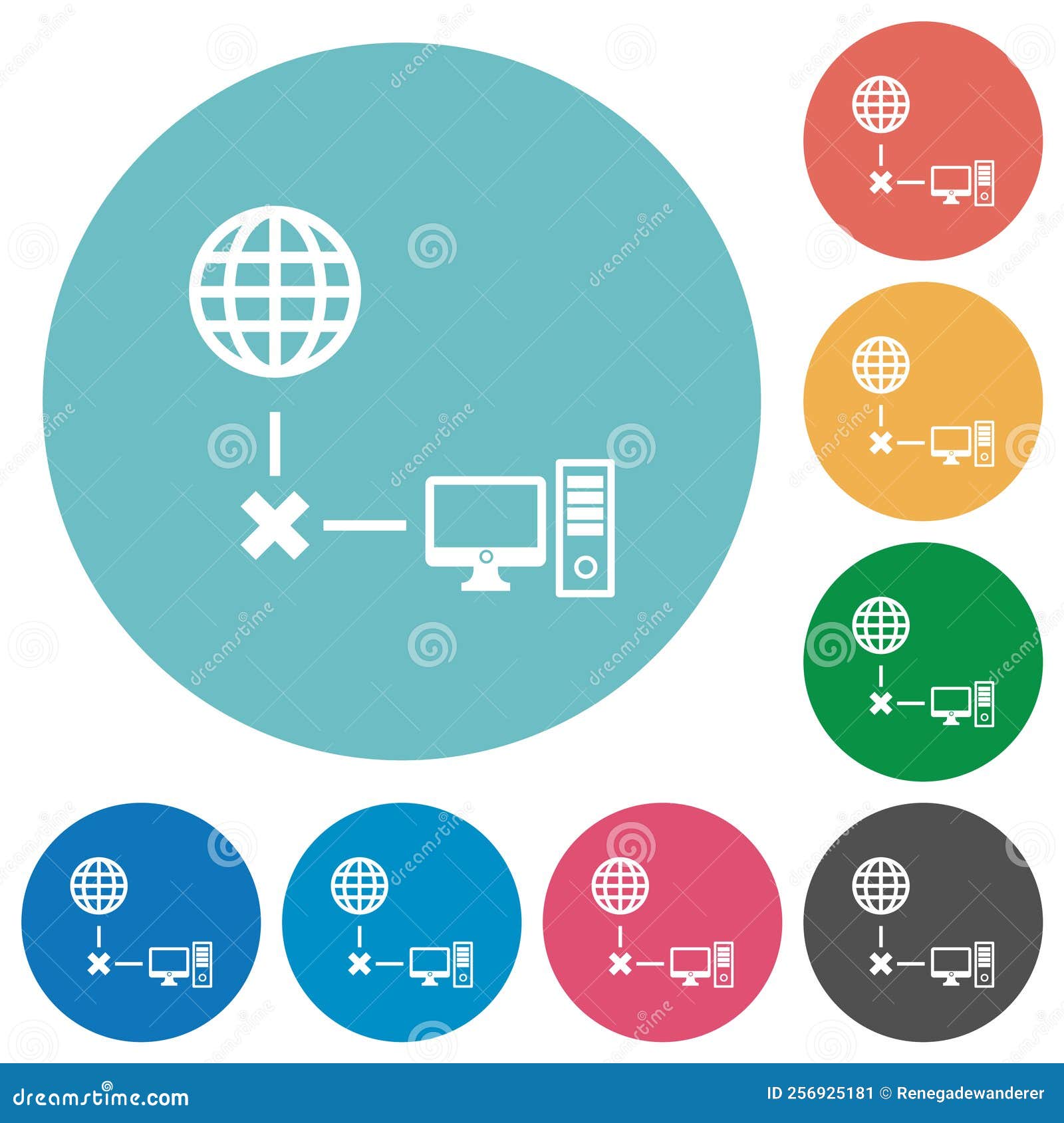 Offline Computer Flat Round Icons Stock Vector - Illustration of ...