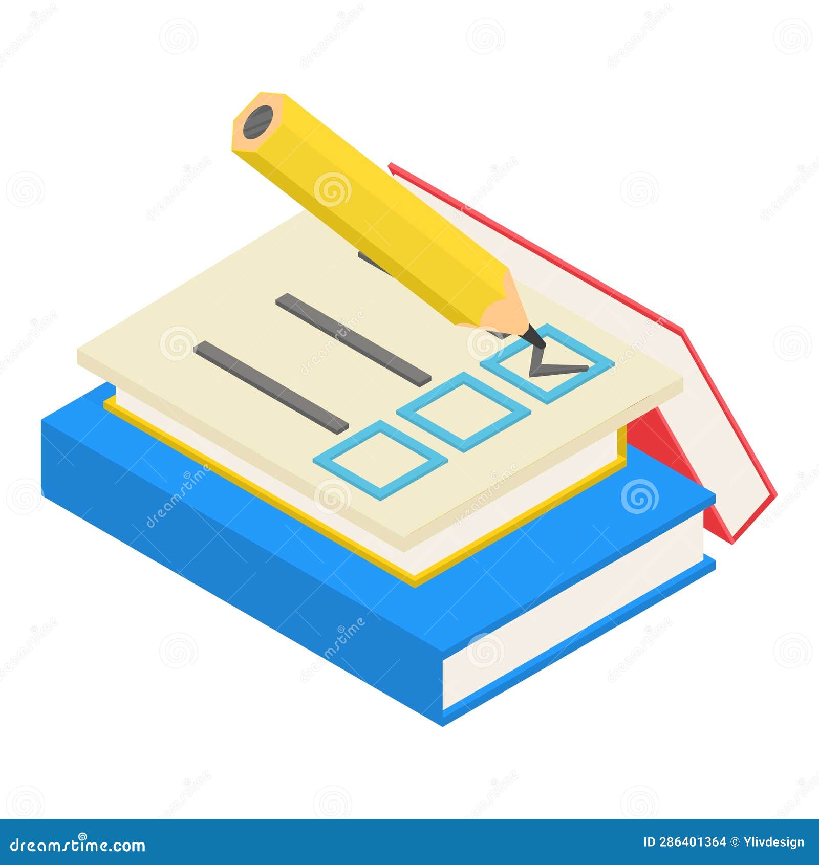 Offline Election Icon Isometric Vector. Ballot with Checkmark and Stack ...