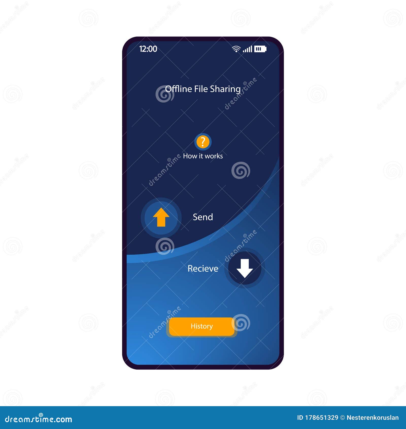 Offline File Sharing Manager Smartphone Interface Vector Template Stock ...