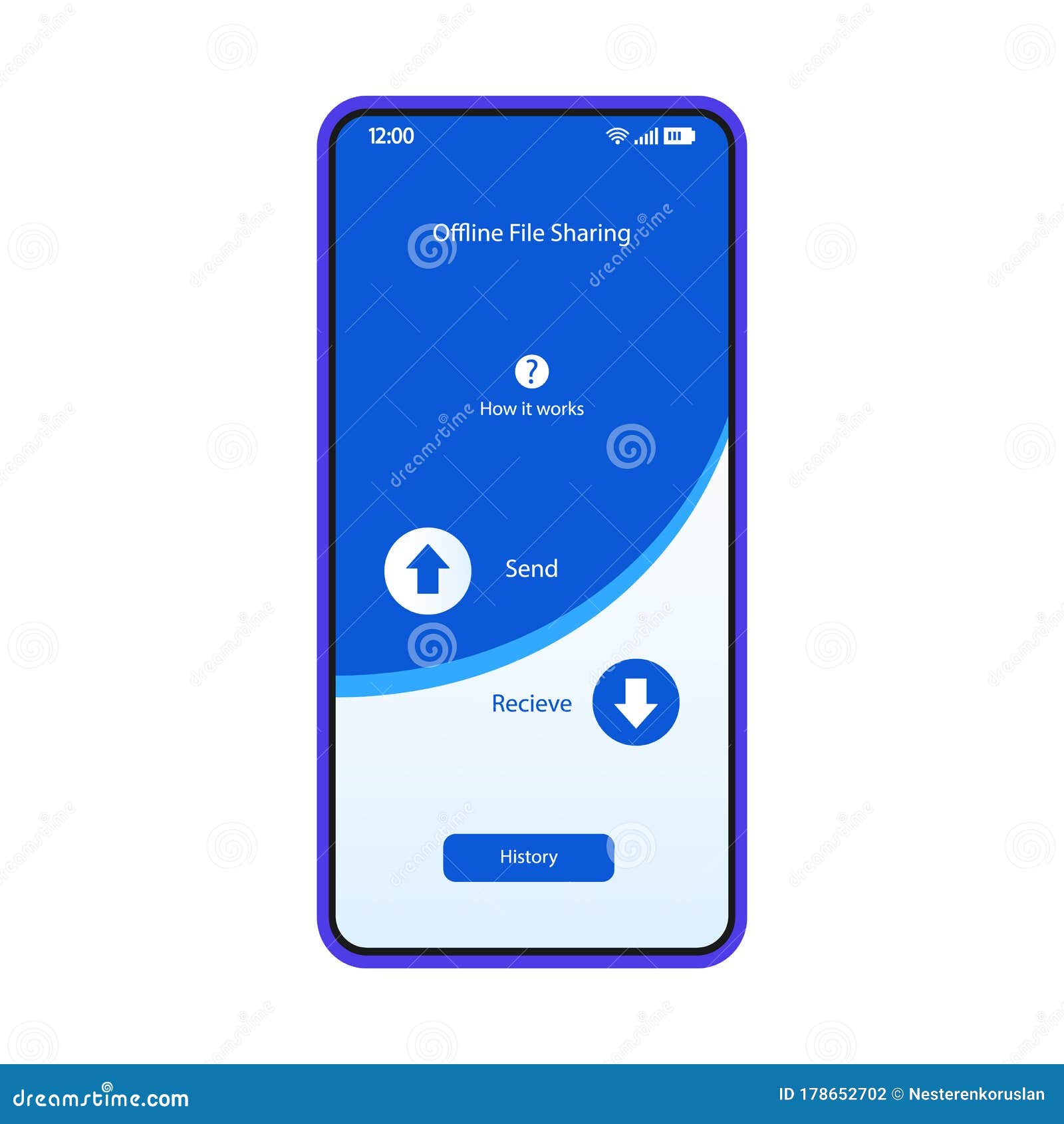 Offline File Sharing Smartphone Interface Vector Template Stock Vector ...