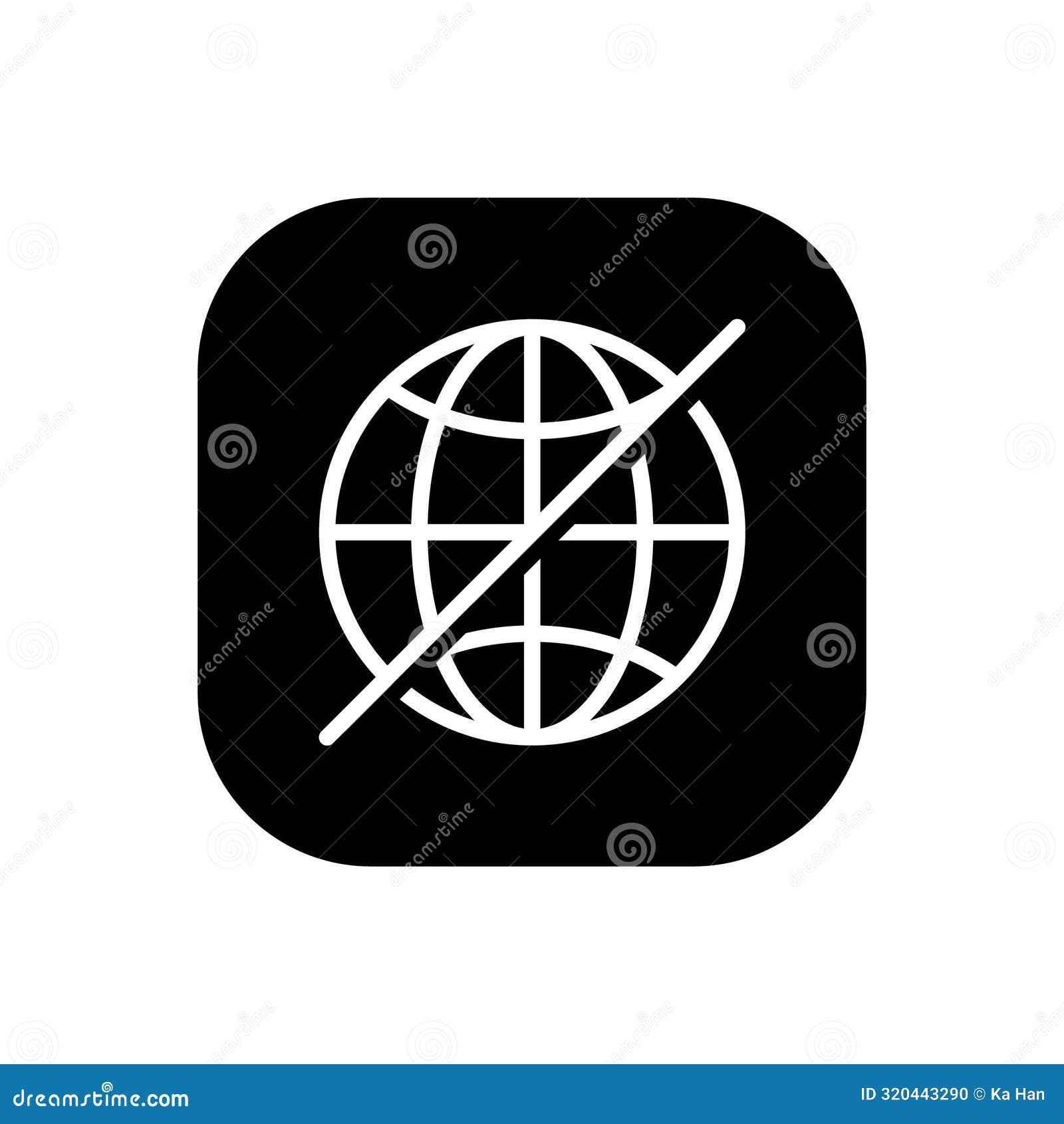 Offline Globe Icon on Black Square. Off Network Concept Stock Vector ...