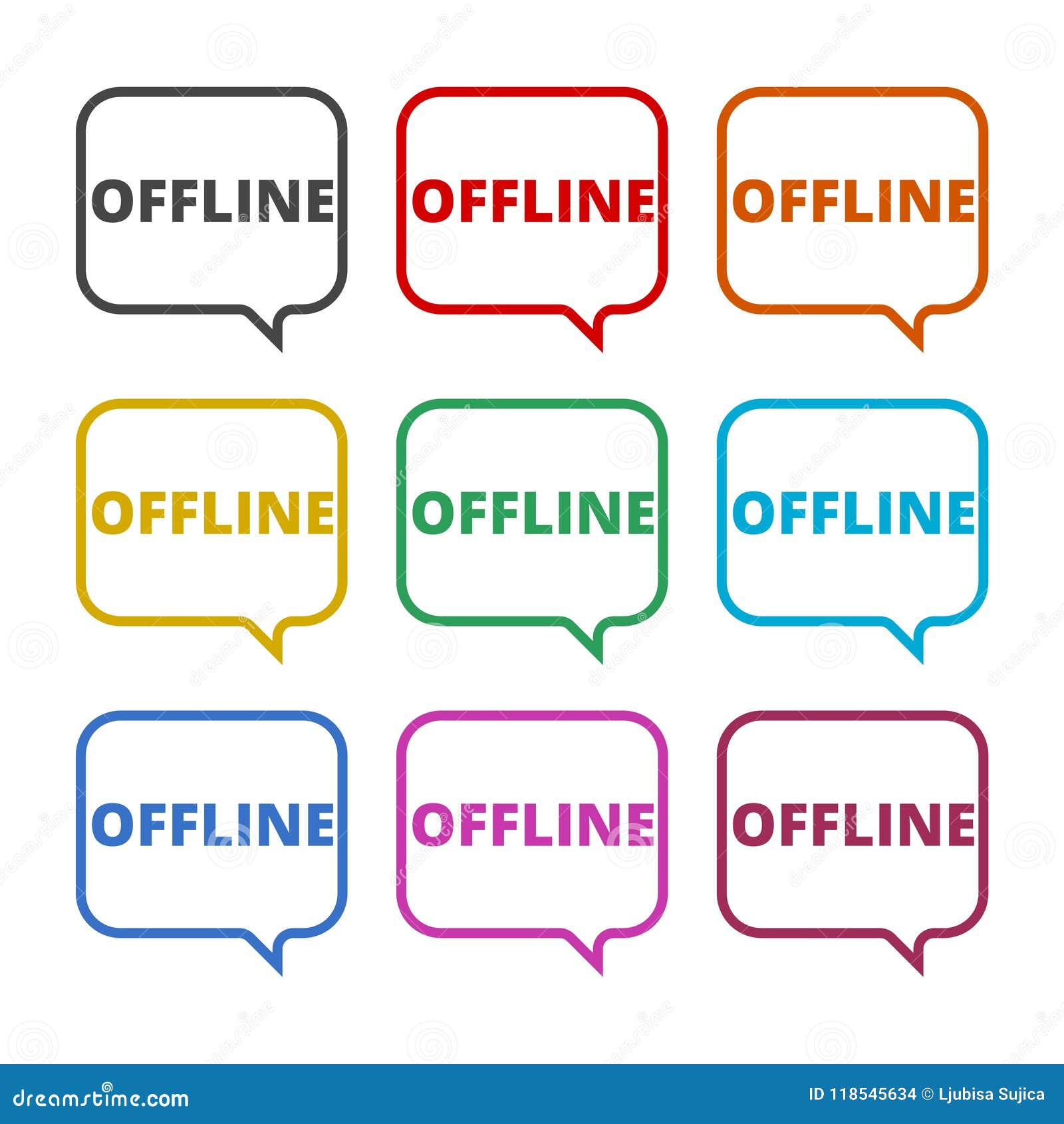 Offline Icon, Color Icons Set Stock Vector - Illustration of accept ...