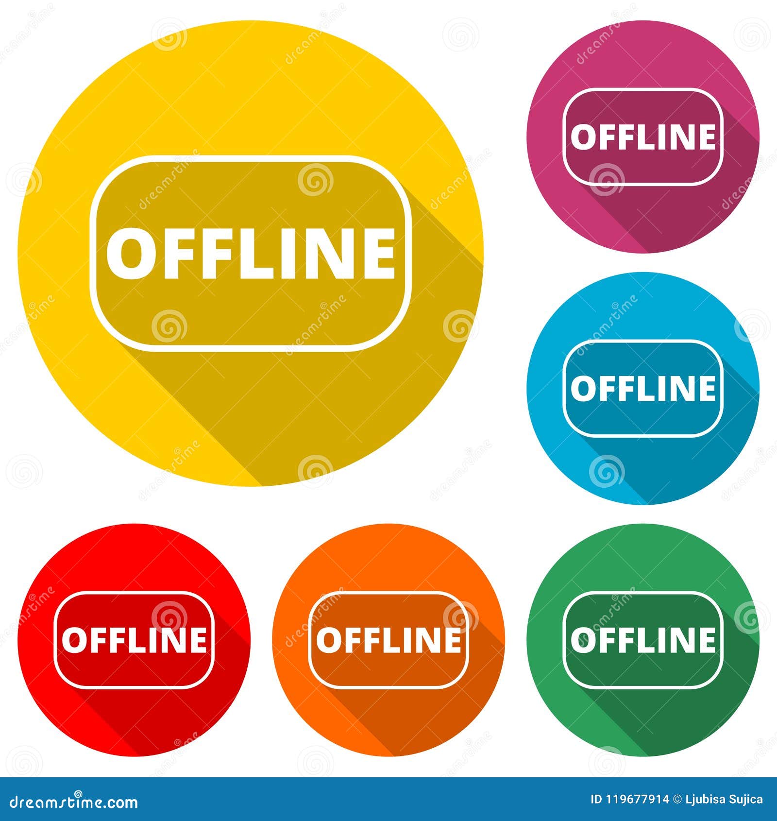 Offline Icon, Color Icon with Long Shadow Stock Illustration ...