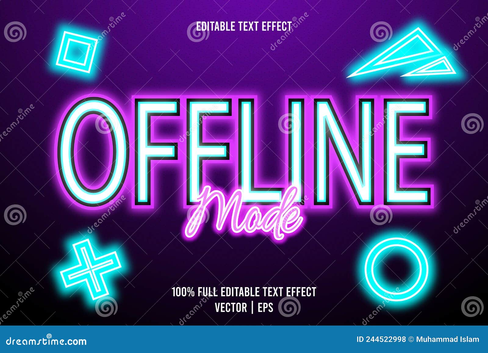 Offline Mode Editable Text Effect 3 Dimension Emboss Neon Style Stock ...