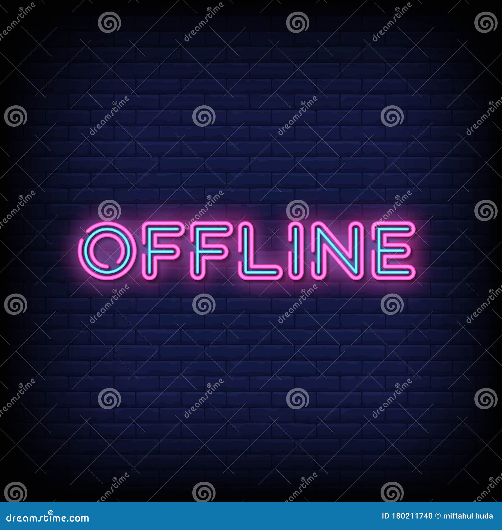 Offline Neon Signs Style Text Vector Stock Vector - Illustration of ...