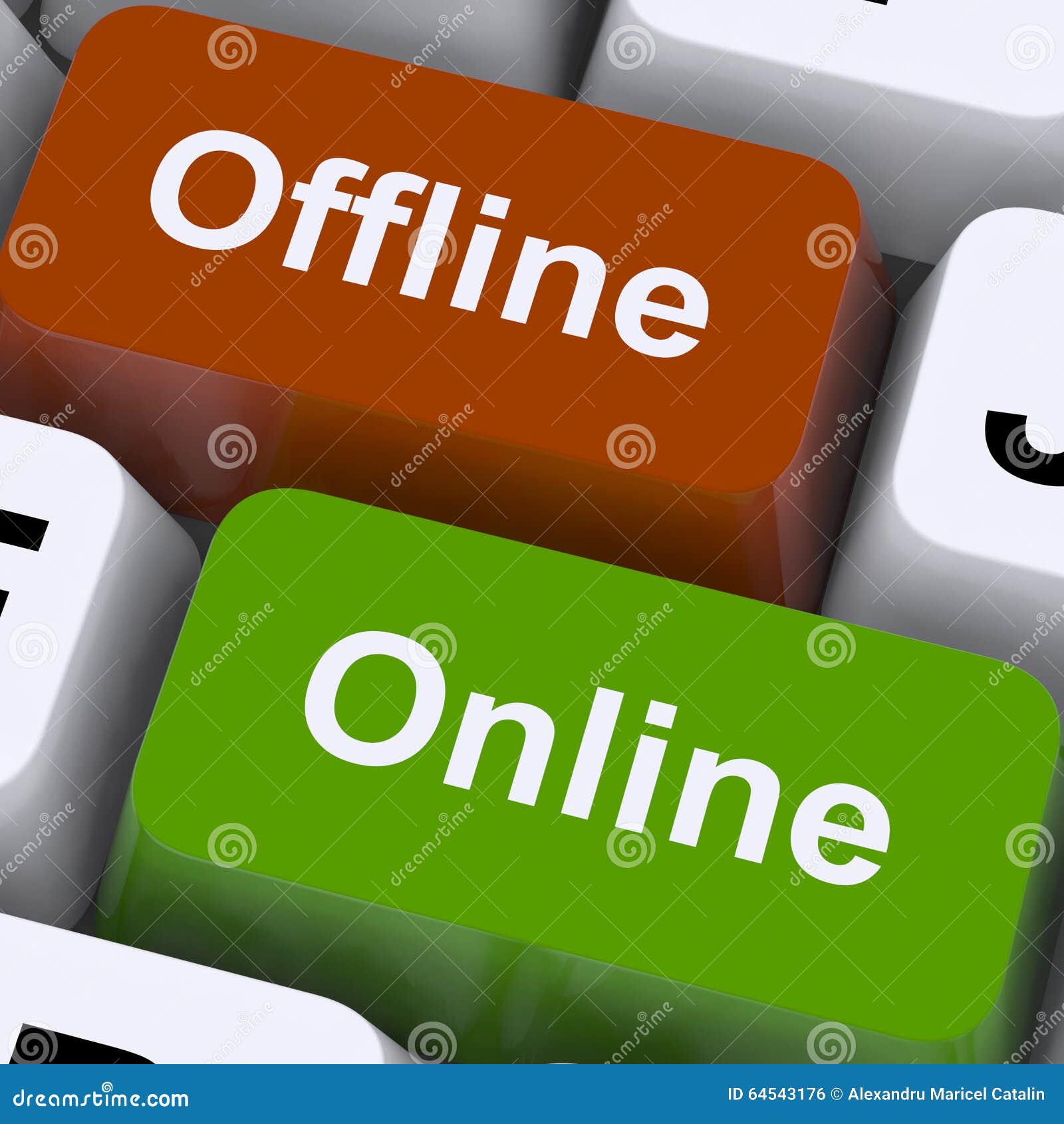 Offline Online Keys Show Internet Communication Status Stock Photo ...