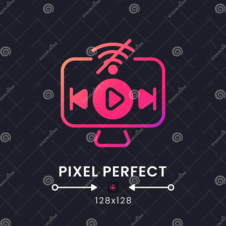 Offline Playback Pink Solid Gradient Desktop Icon on Black Stock Vector ...