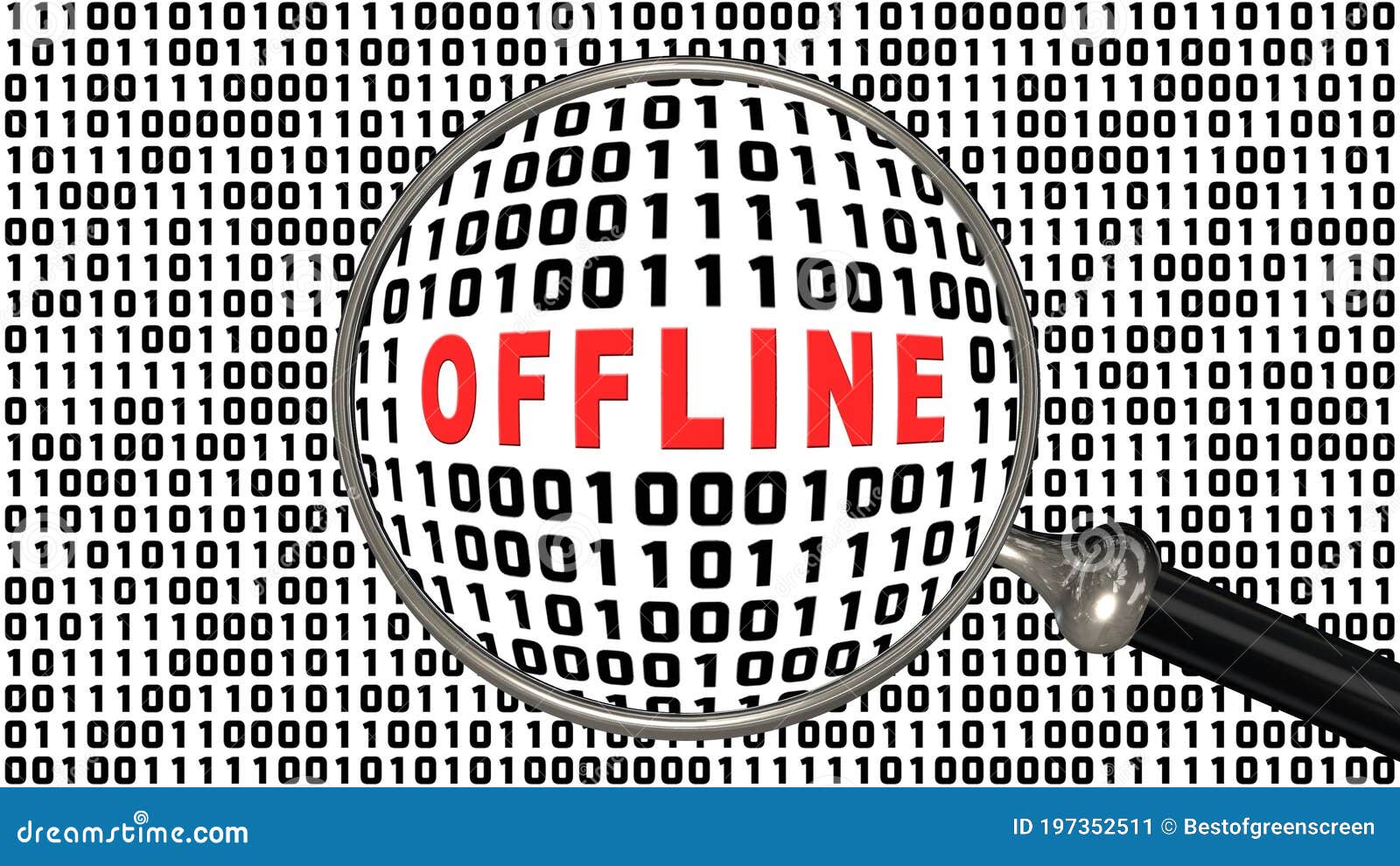OFFLINE - Red Lettering Shown in a Magnifying Glass in Front of a White ...