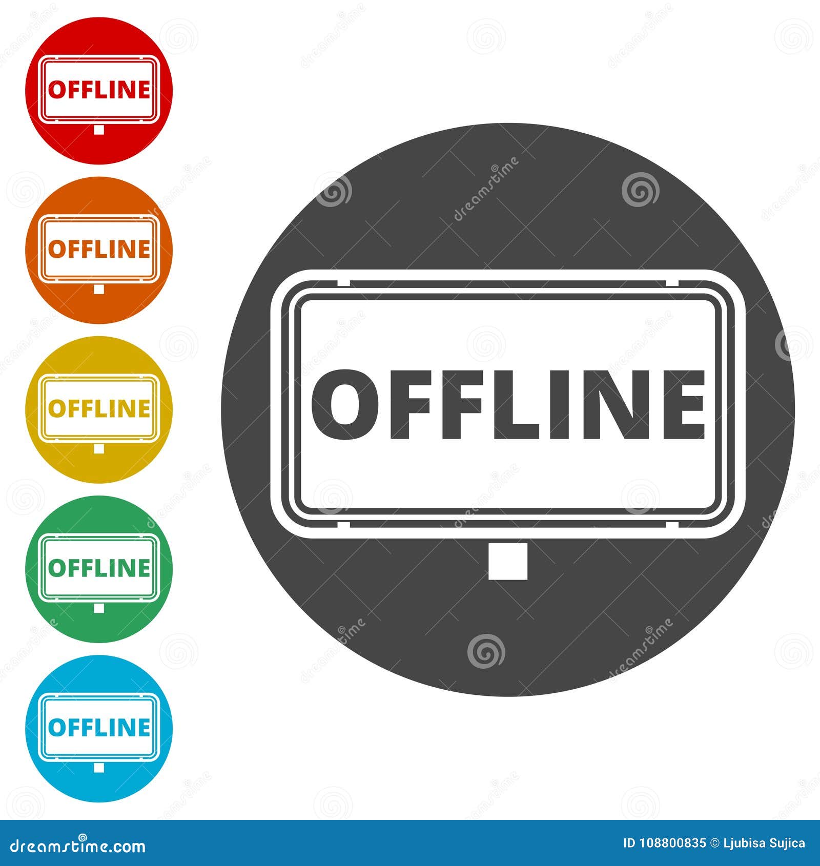 Offline sign, icon, button stock vector. Illustration of mark - 108800835