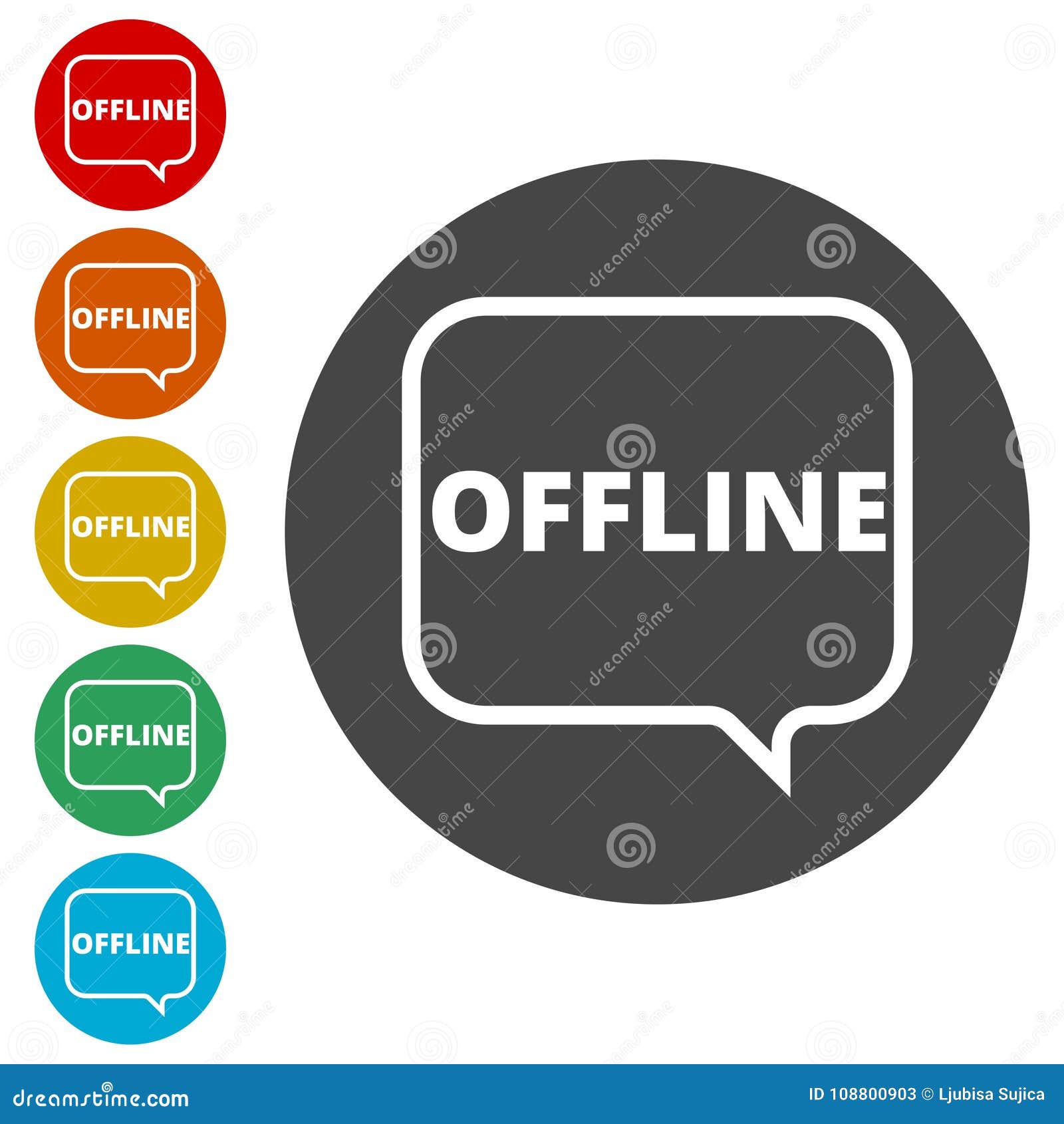 Offline sign, icon, button stock illustration. Illustration of green ...
