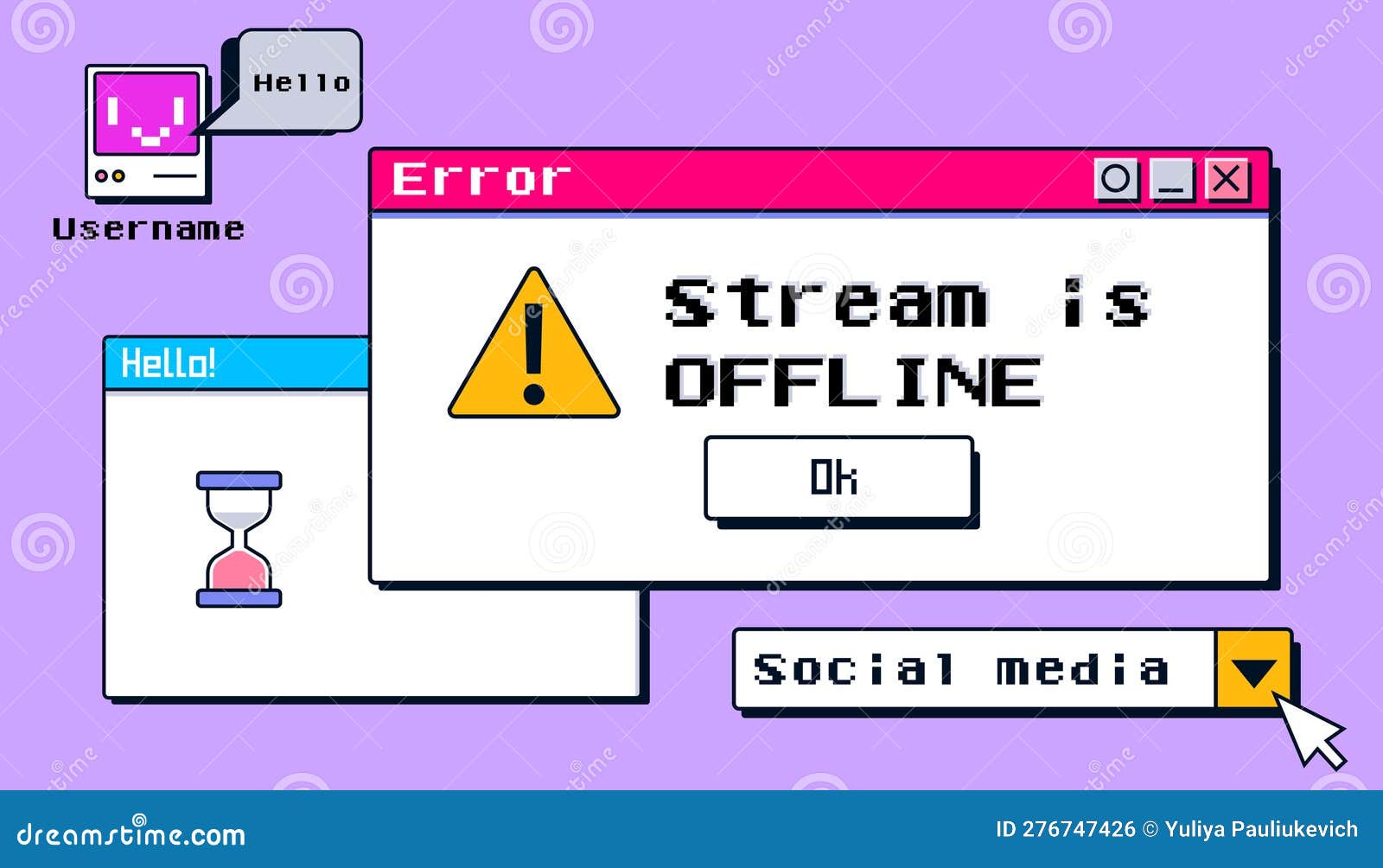 Offline Stream Y2k Banner Design Stock Vector - Illustration of gaming ...