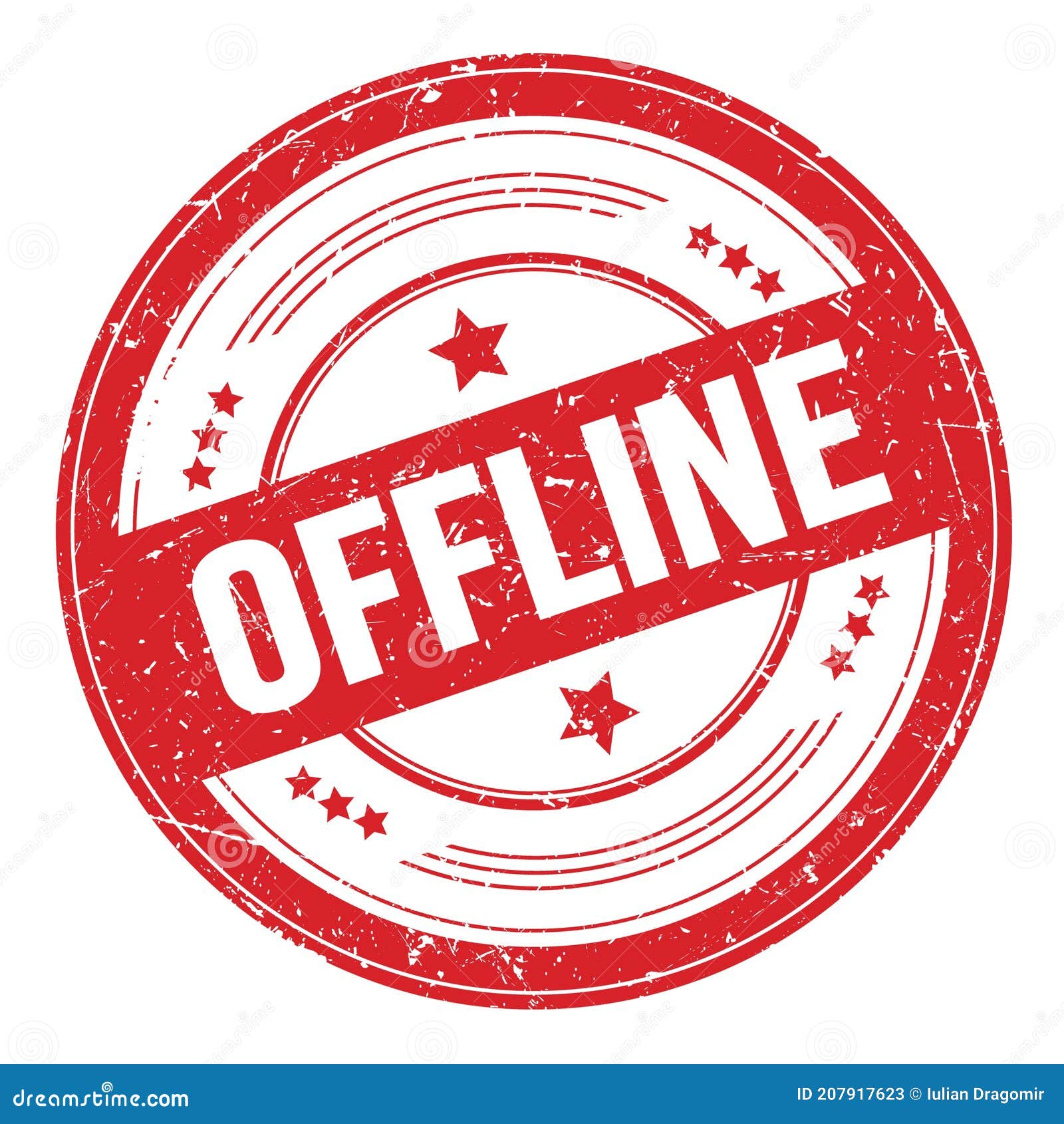 OFFLINE Text on Red Round Grungy Stamp Stock Illustration ...