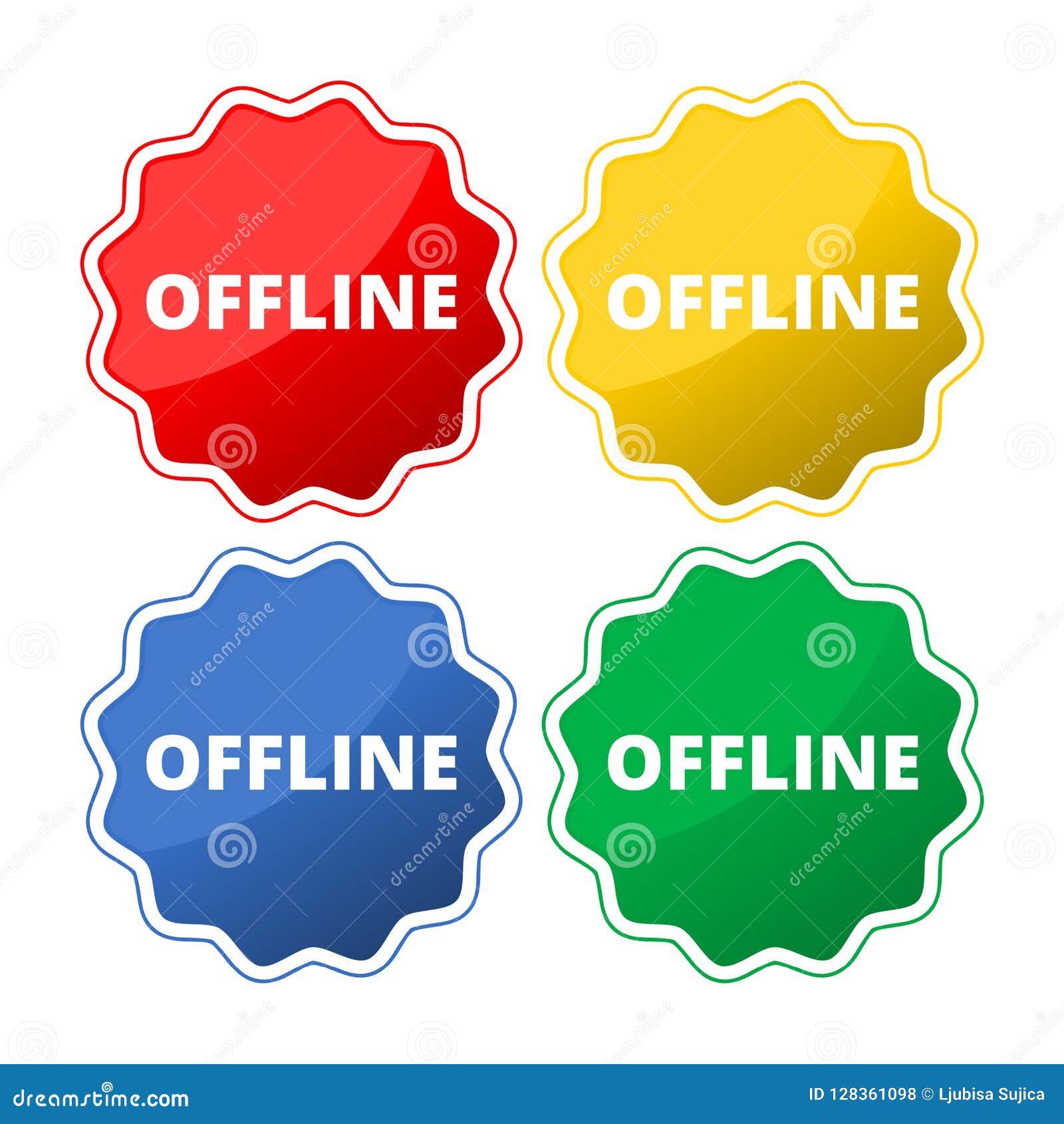 Offline Word Icon Button Stock Vector Illustration Of Concept 128361098