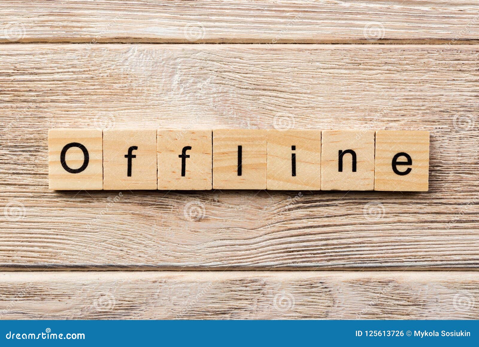 Offline Word Written On Wood Block Offline Text On Table Concept