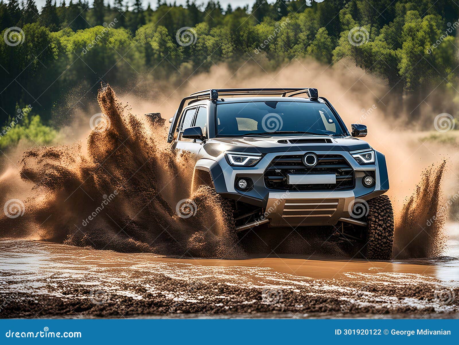Offroad Car Driving in the Mud Stock Illustration - Illustration of ...