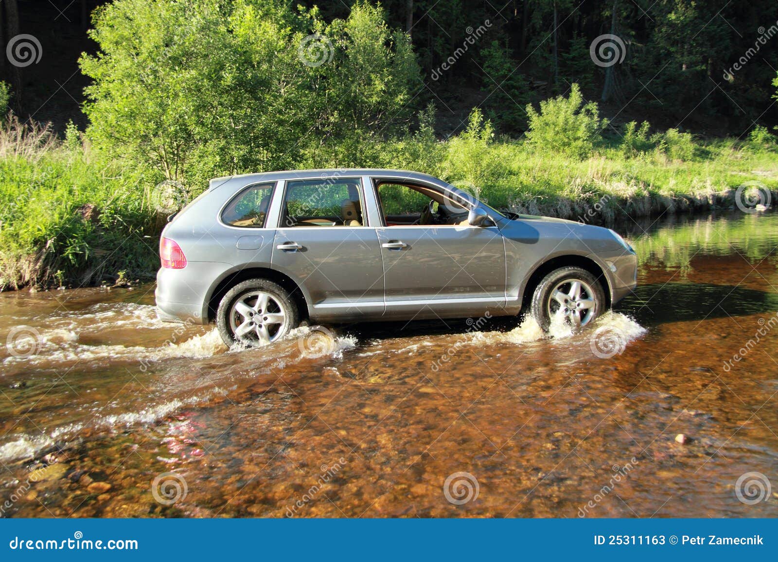 Offroad car in a river stock image. Image of offroad - 25311163