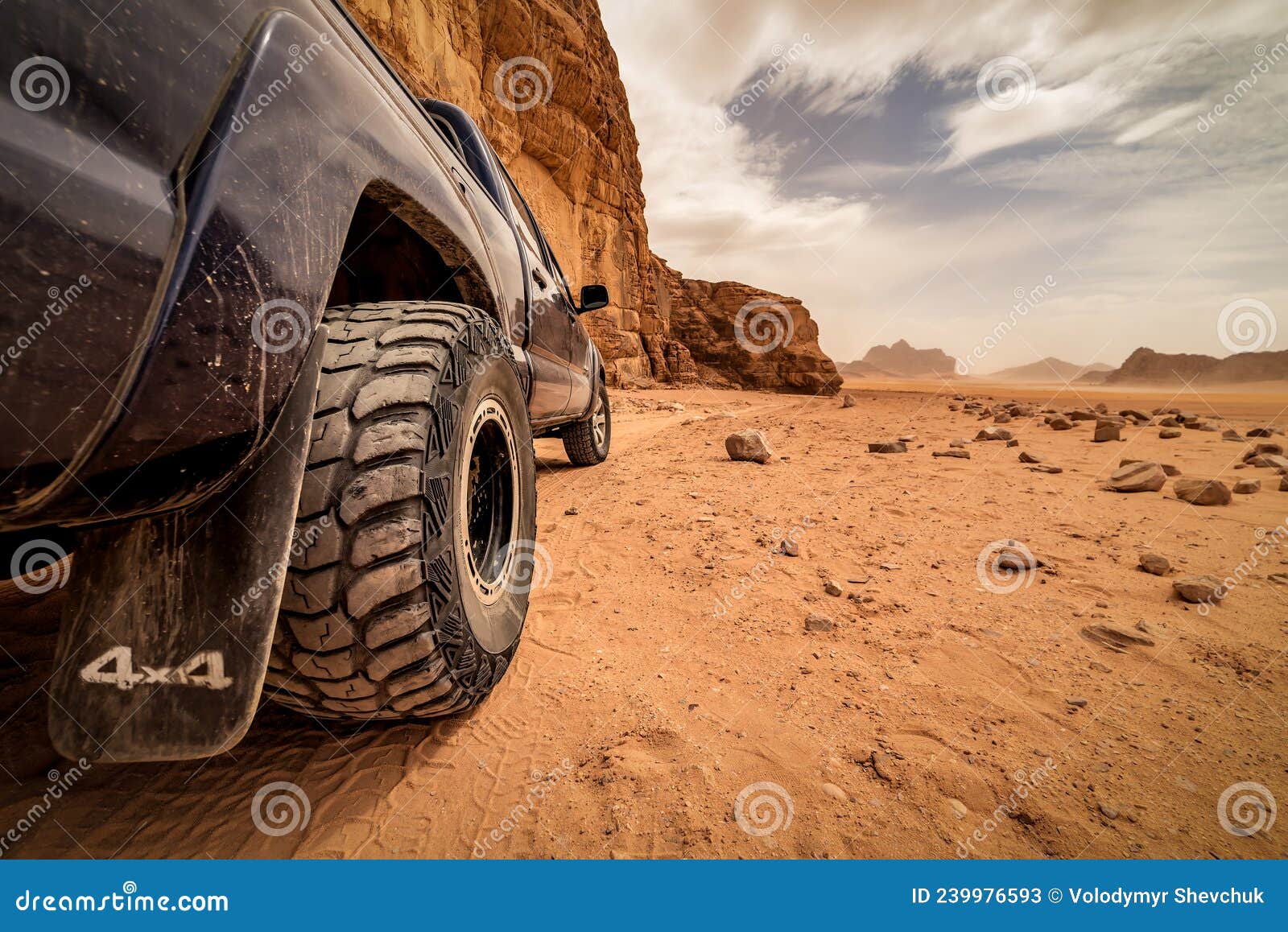 Offroad Car Tire on the Sand in Desert Stock Image - Image of driving ...