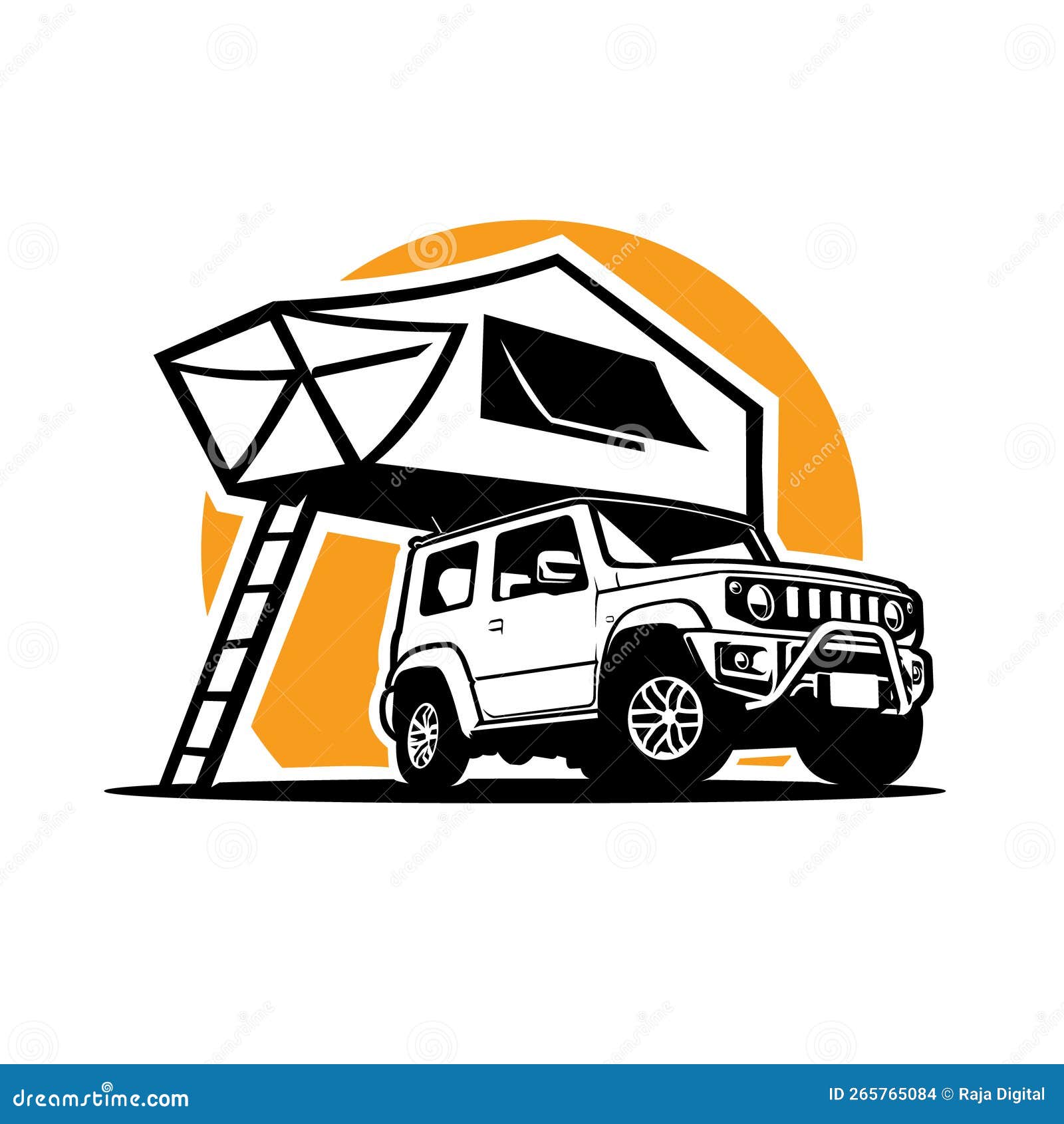 Camper Van Silhouette Vector Illustration Ready Made Motorhome Caravan