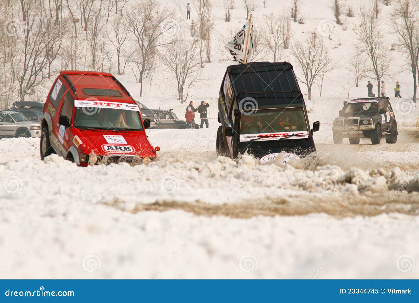 Offroad Racing Jeeps in Winter on Road Racing Editorial Image - Image ...
