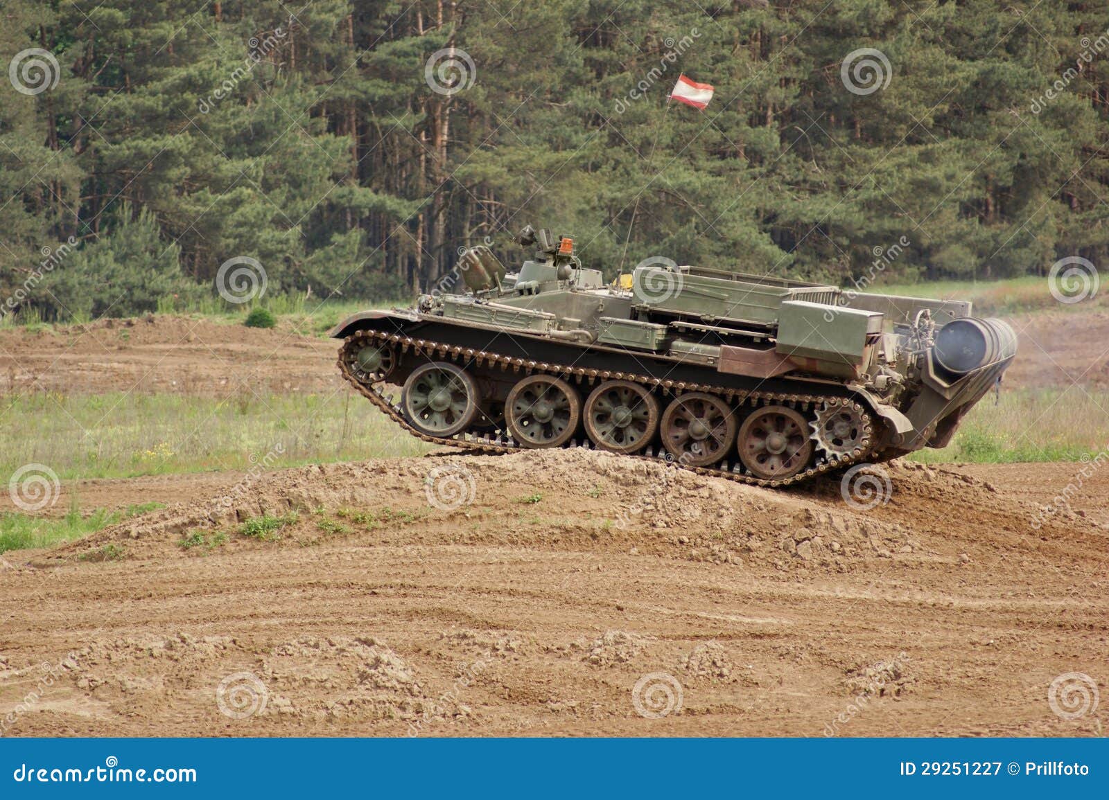 Offroad Scenery with Driving Tank Stock Image - Image of dirty, armored ...
