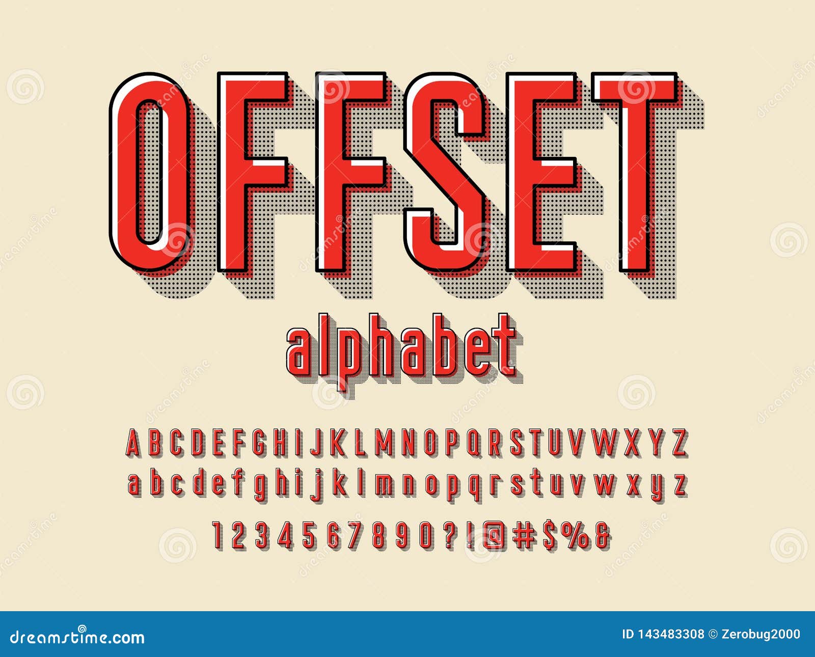 Offset font stock vector. Illustration of stylized, label - 143483308