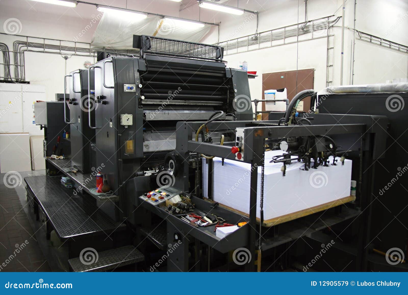 Offset machine stock image. Image of prepress, inking - 12905579