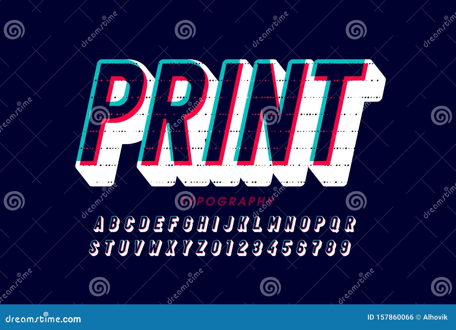 Offset print style font stock vector. Illustration of poster - 157860066
