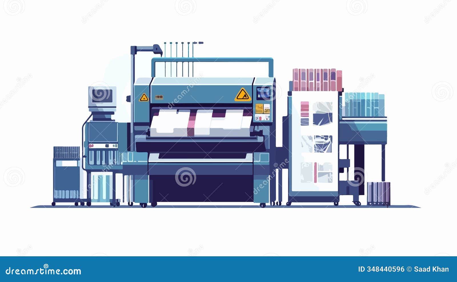 Offset Printer Machine in Action: Polygraphy Equipment Working Stock ...