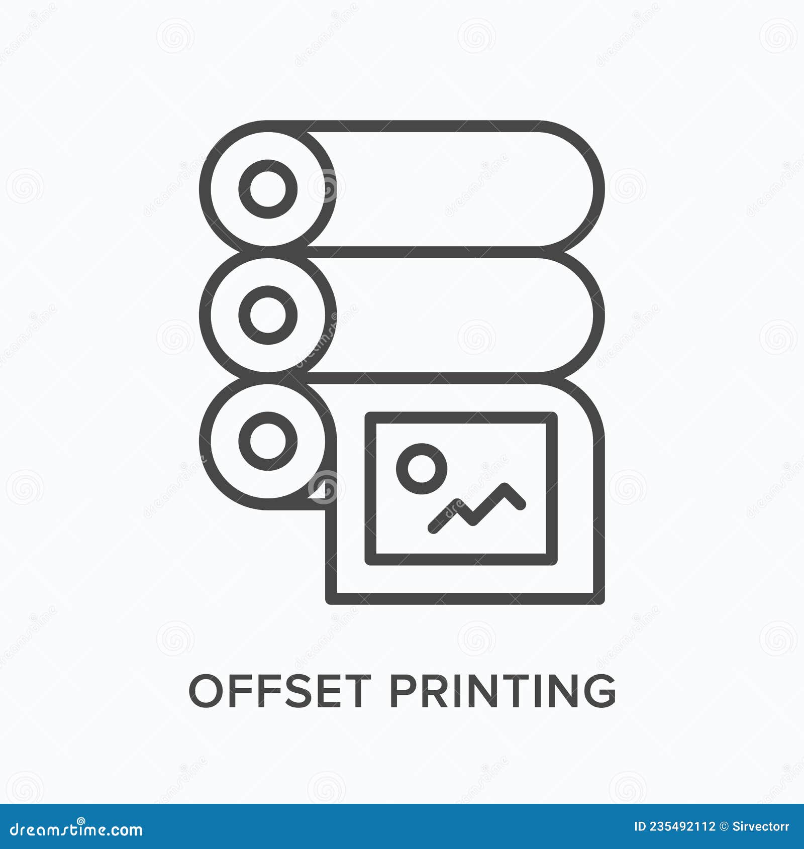 Offset Printing Flat Line Icon. Vector Outline Illustration Of Paper ... Offset Printing Flat Line Icon. Vector Outline Illustration Of Paper ...