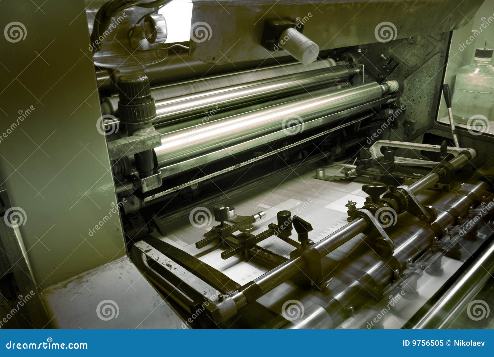 Offset printing machine stock image. Image of blurred - 9756505