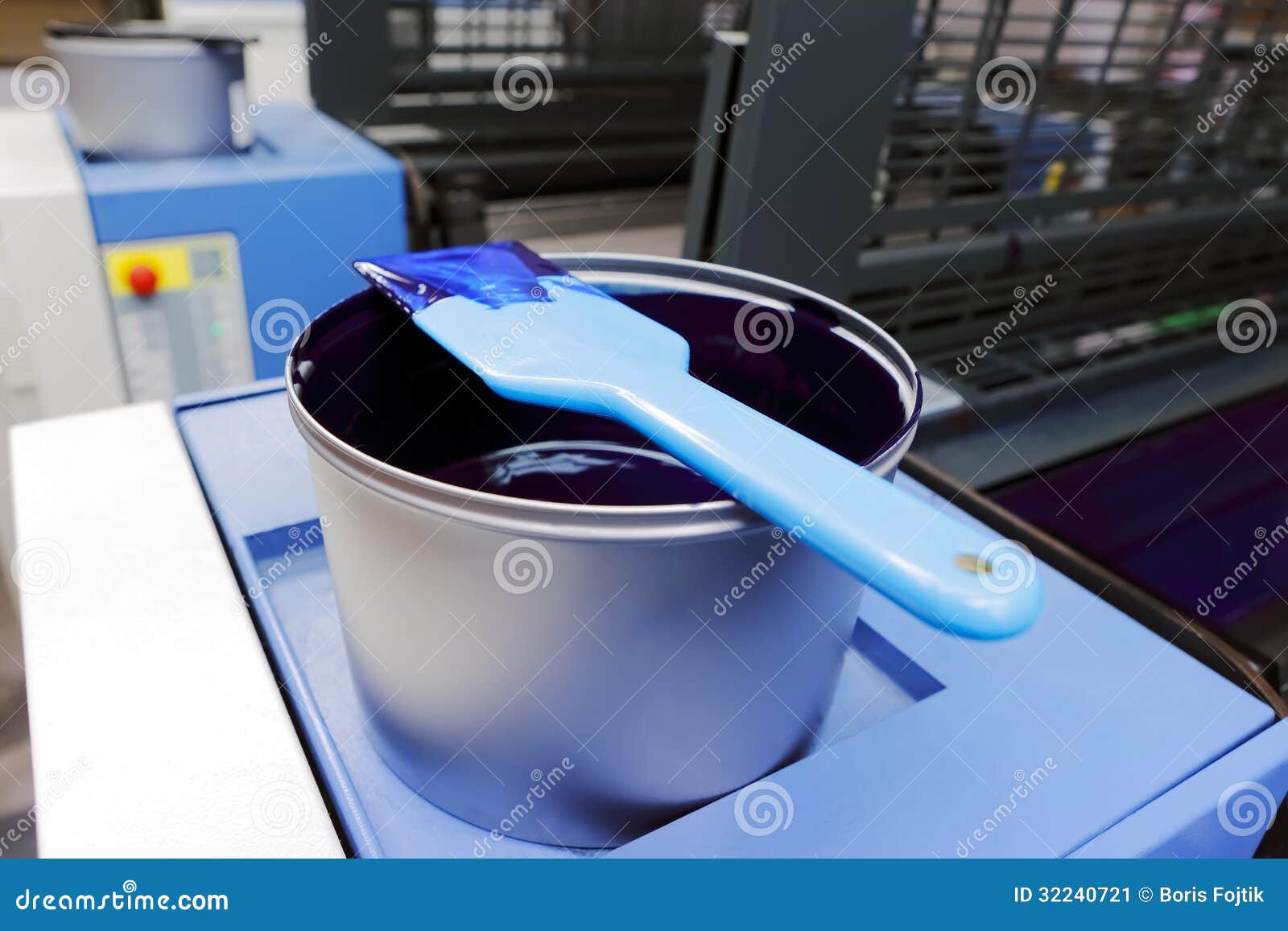 Offset Printing Machine - Cyan Ink Stock Image - Image of color, offset ...