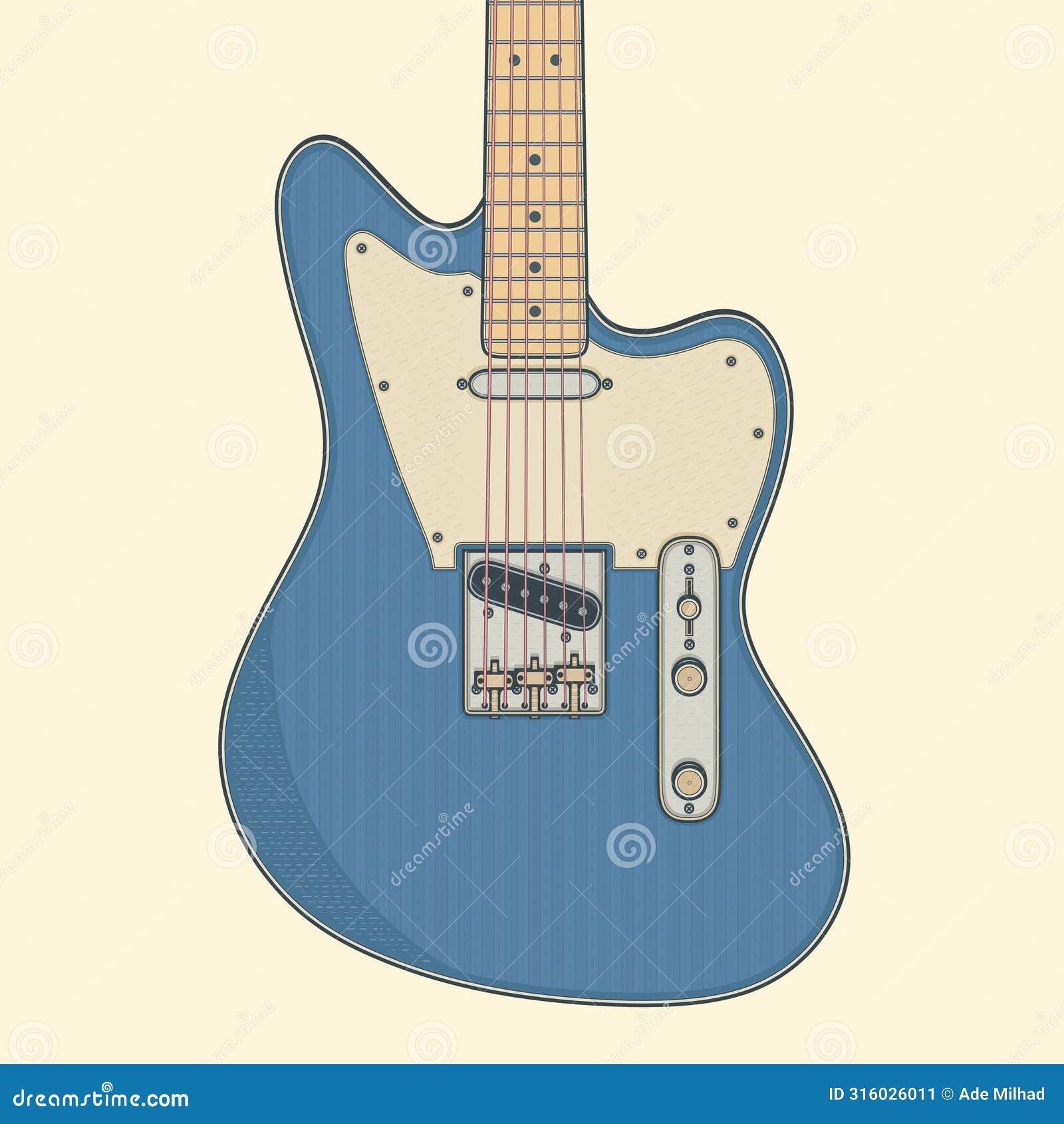 Offset Solid Body Guitar stock vector. Illustration of technology ...