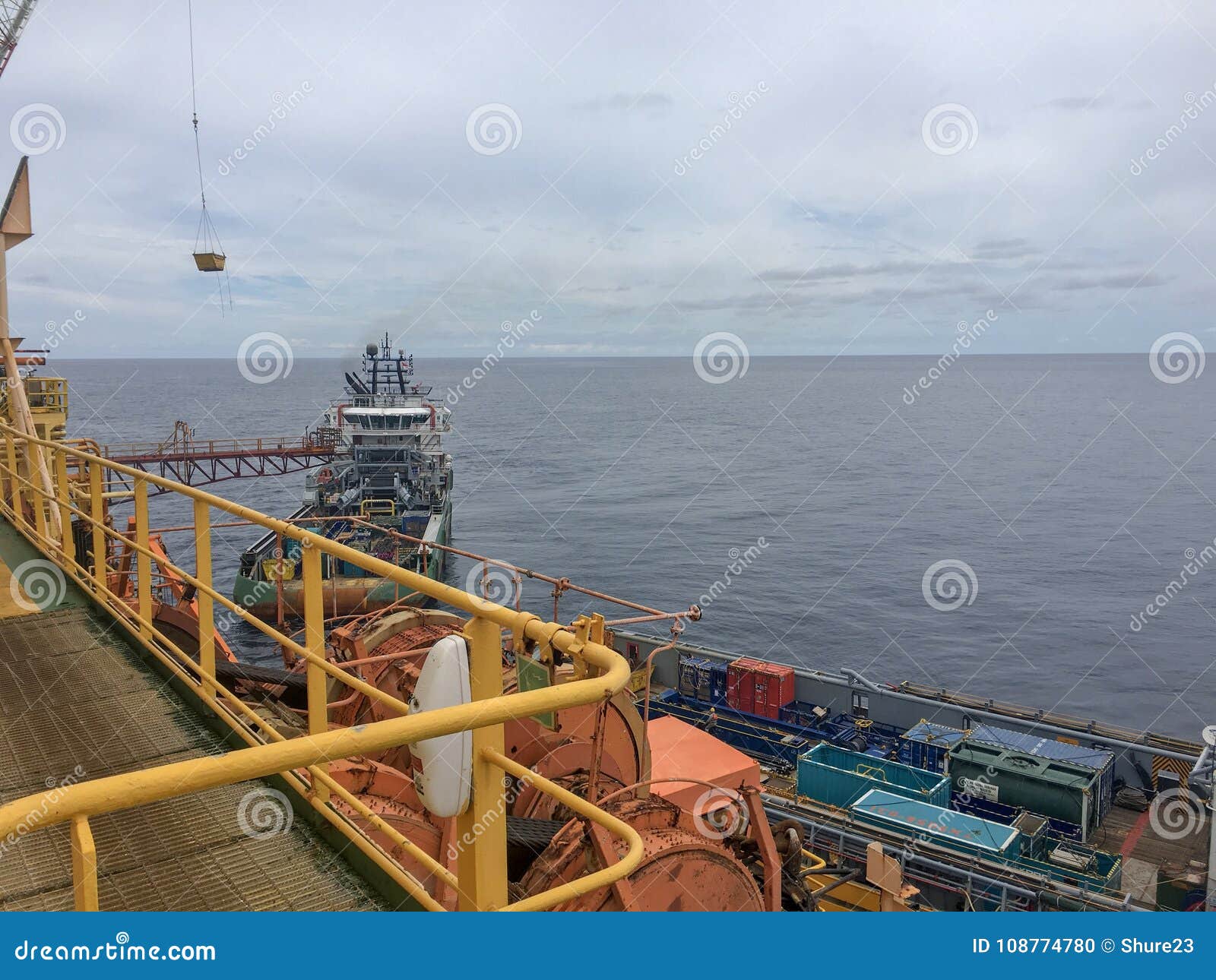 Offshore cargo operations stock photo. Image of lifting - 108774780
