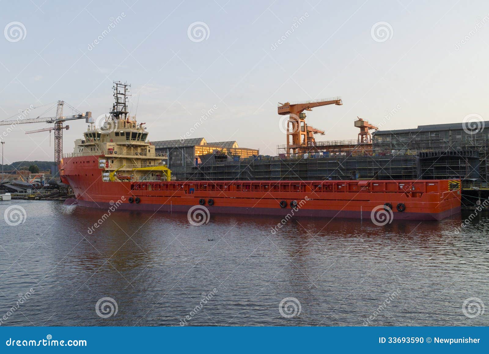 Offshore Construction Vessel in the Shipyard. Stock Photo - Image of ...