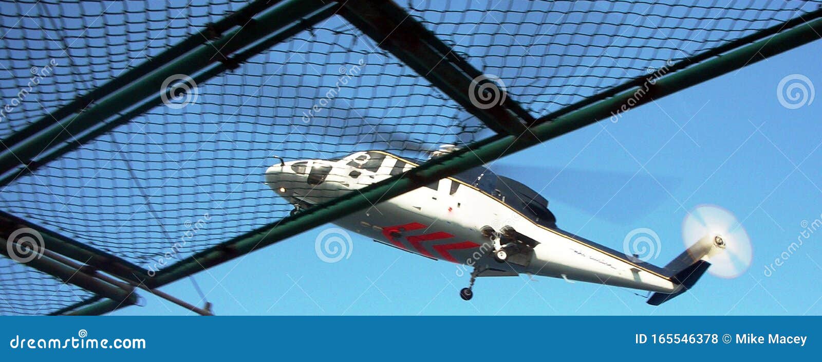 Offshore Crew Change Chopper Landing on Rig. Stock Photo - Image of ...