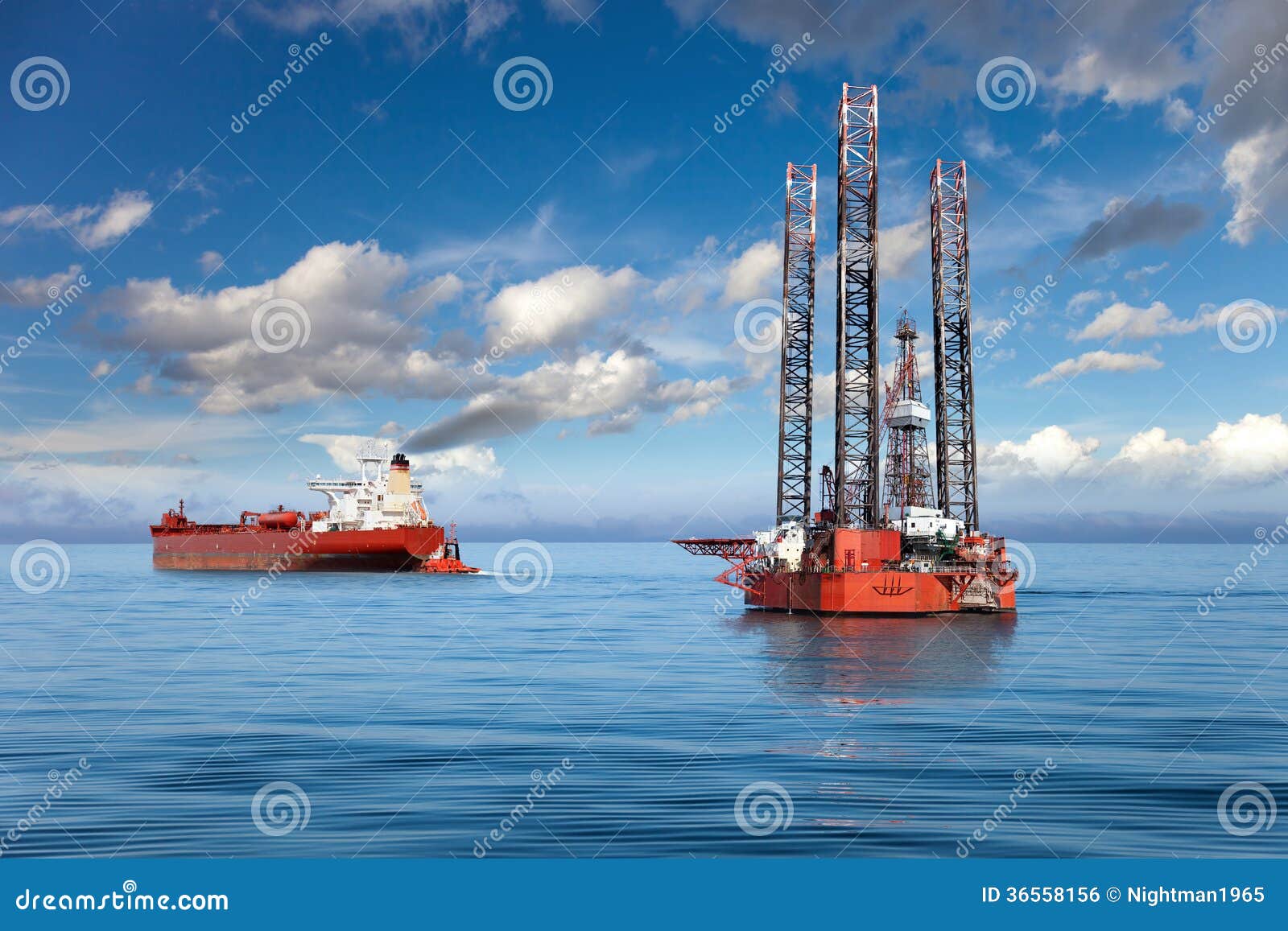 The Offshore Drilling Oil Rig. Stock Photo - Image of dockage ...