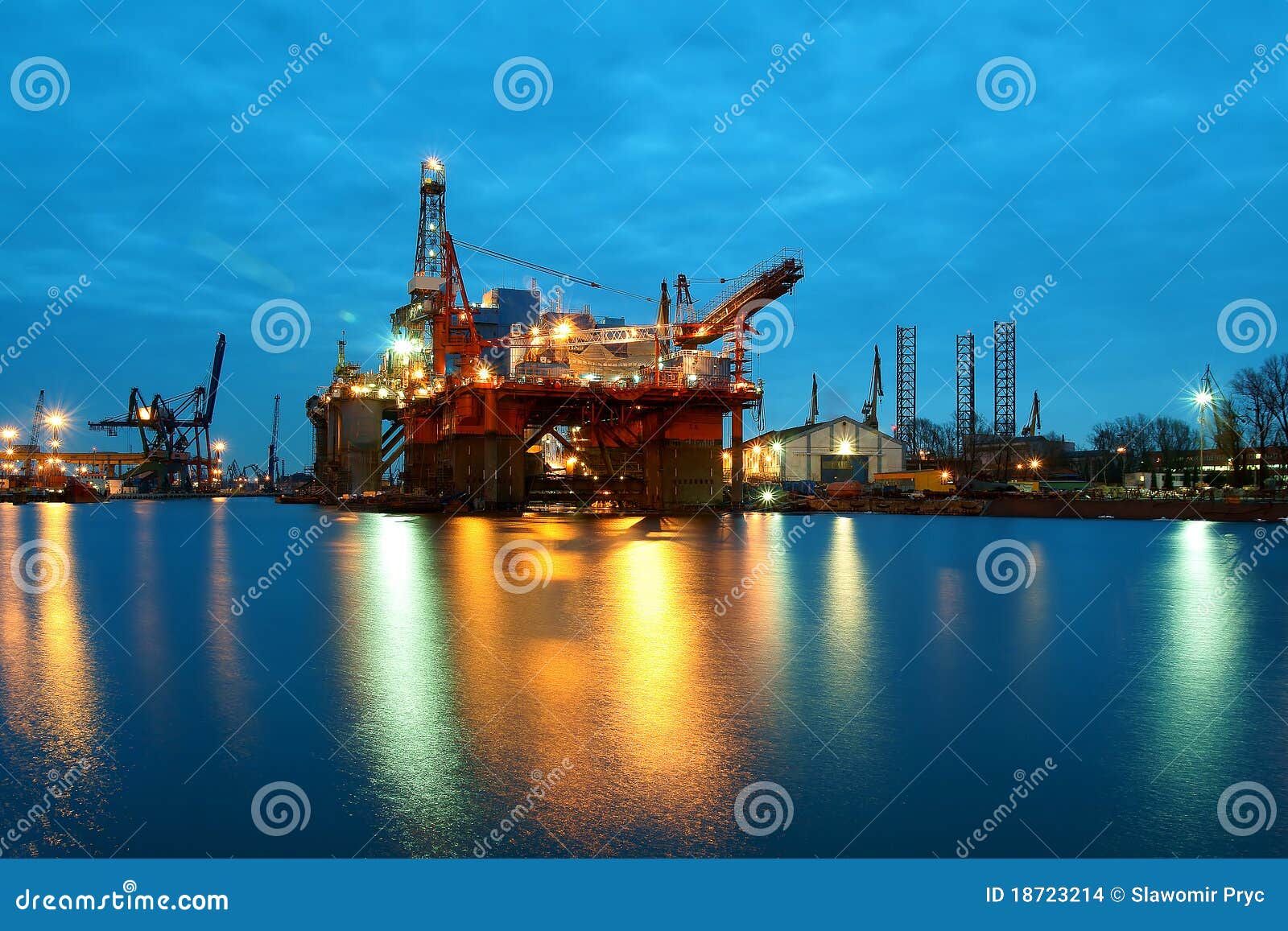 The Offshore Drilling Oil Rig Top View From Aircraft. Royalty-Free ...