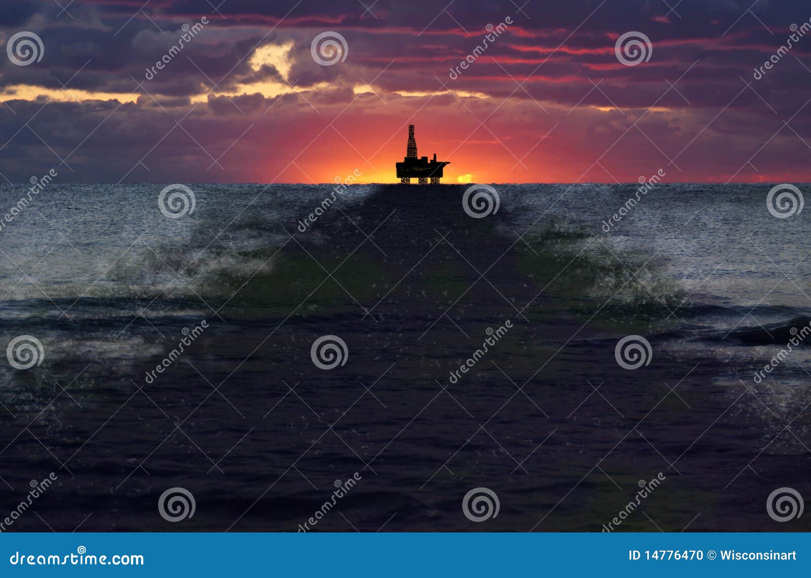 Offshore Drilling Well Oil Spill, Slick, Pollution Stock Photo - Image ...