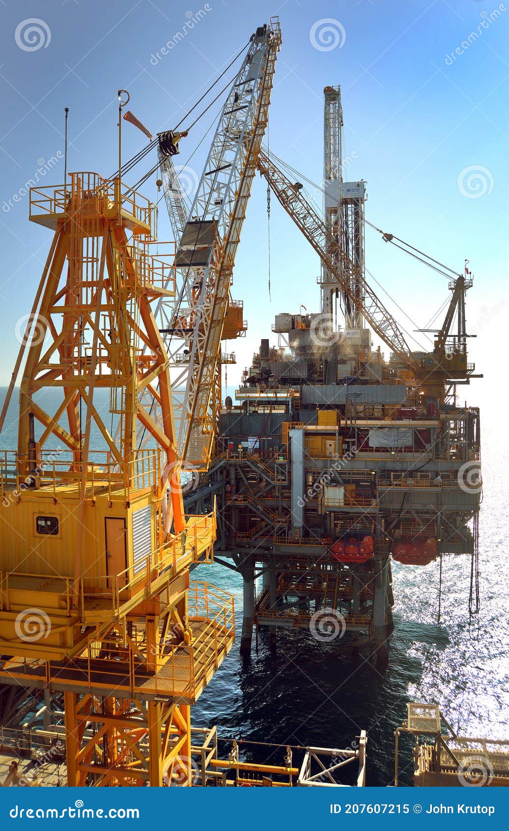 Offshore Exploration, Crane at Work during Construction Stock Image ...
