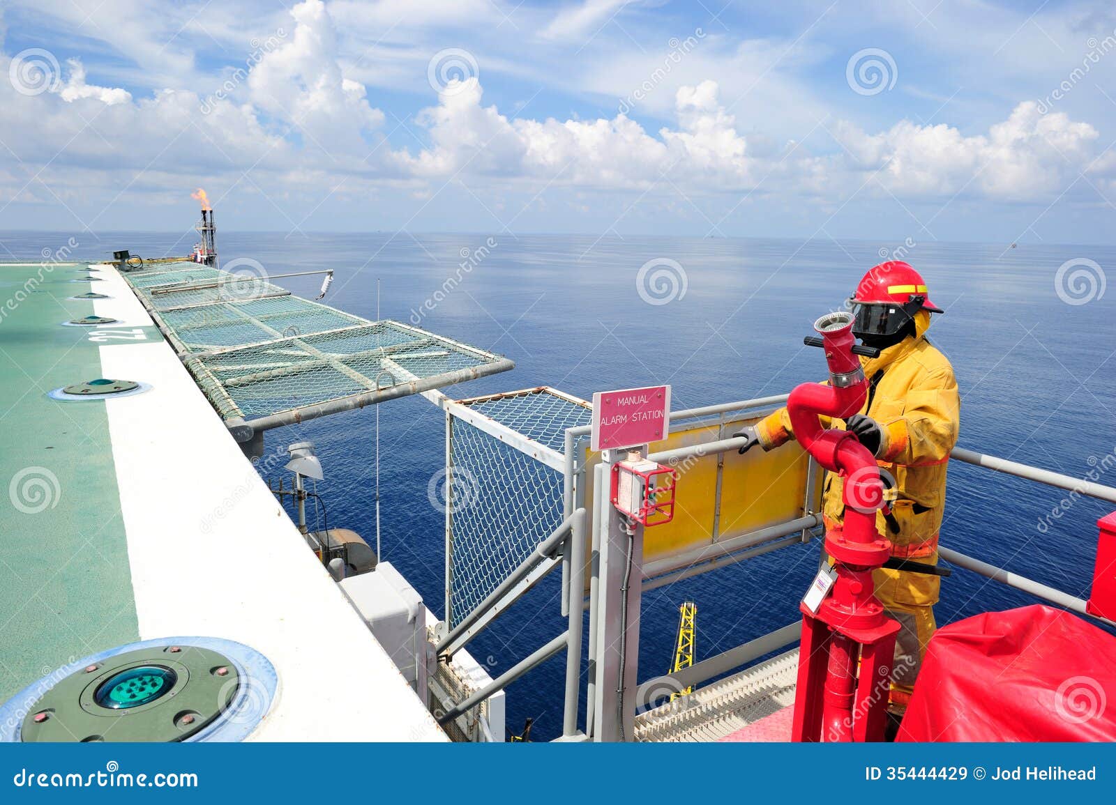 An Offshore Fireguard on the Helideck Stock Image - Image of industry ...