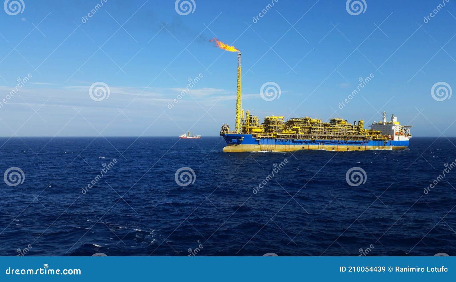 Offshore FPSO Ship in Production. Stock Image - Image of caramel ...