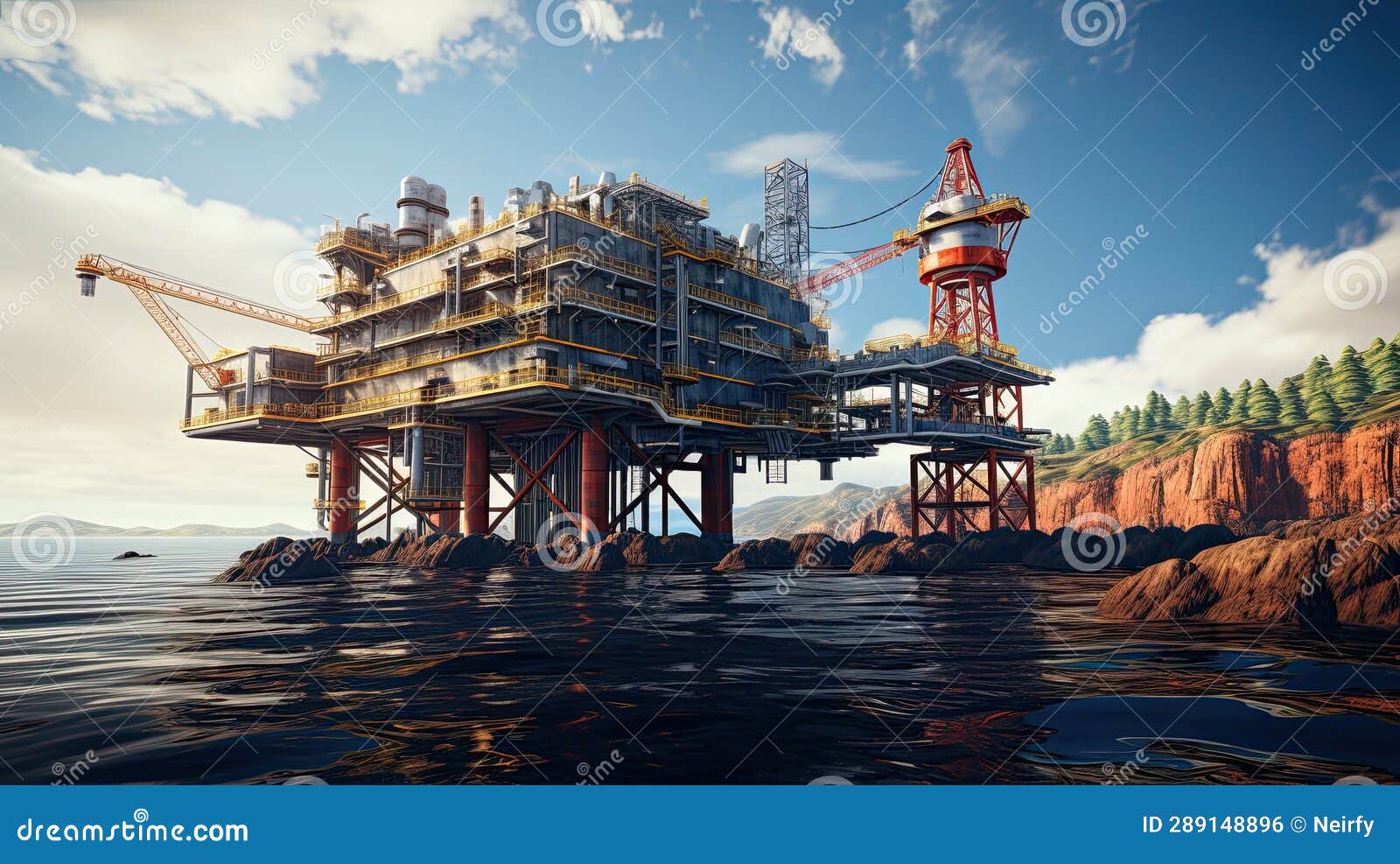 Offshore Gas and Wellshead Platform Stock Illustration - Illustration ...
