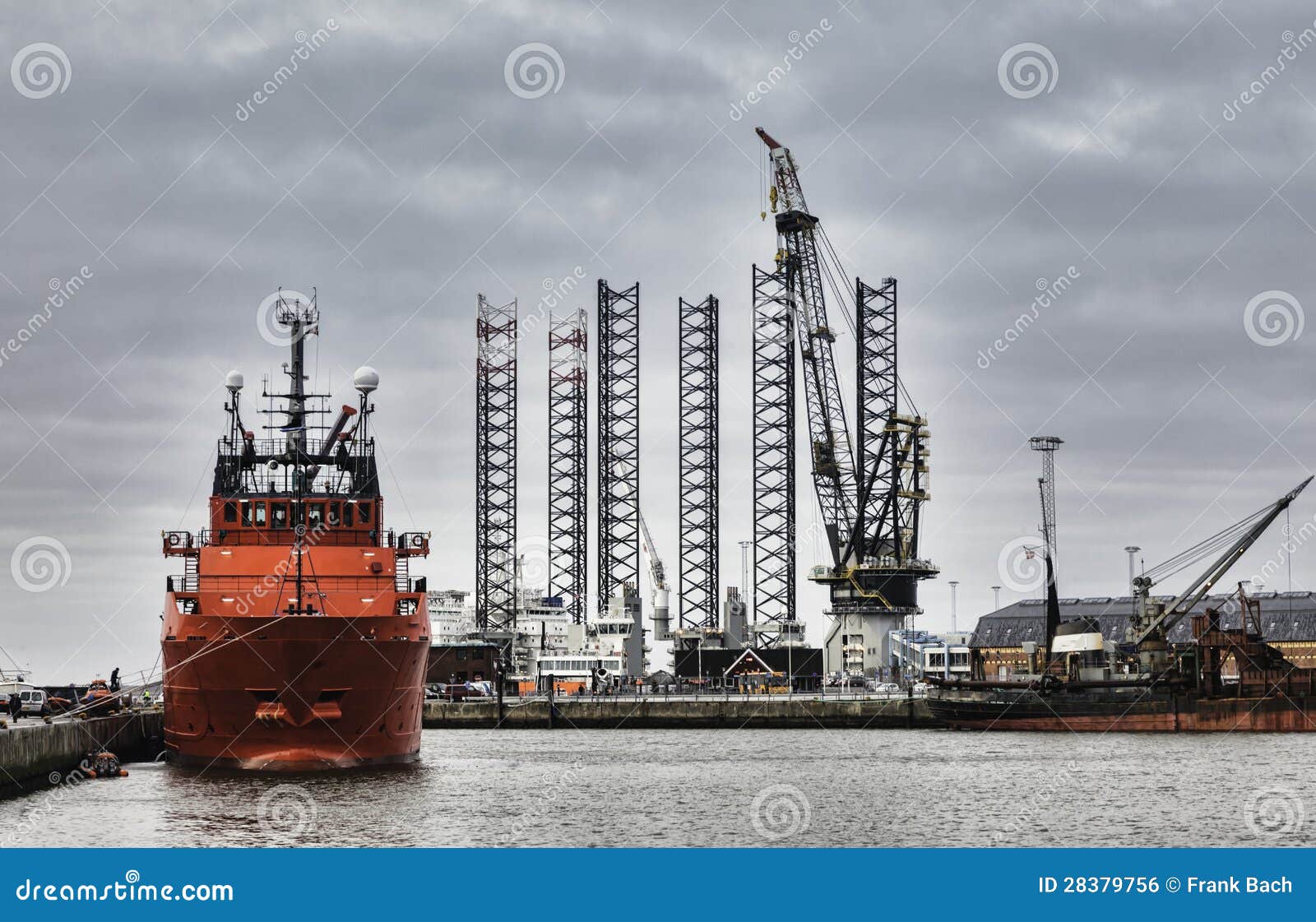 Offshore Harbor in Esbjerg, Denmark Stock Photo - Image of harbor ...