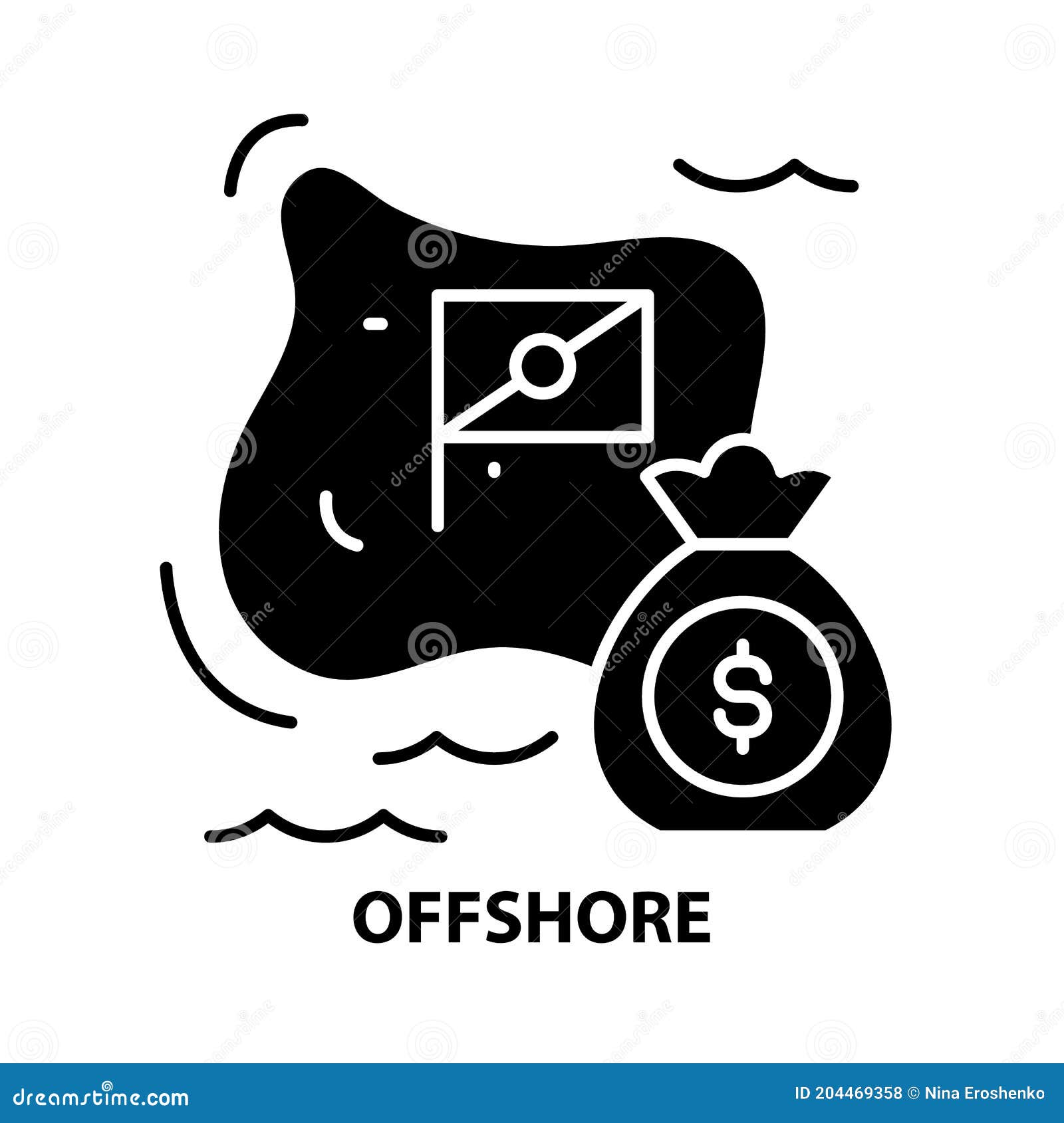 Offshore Icon, Black Vector Sign with Editable Strokes, Concept ...