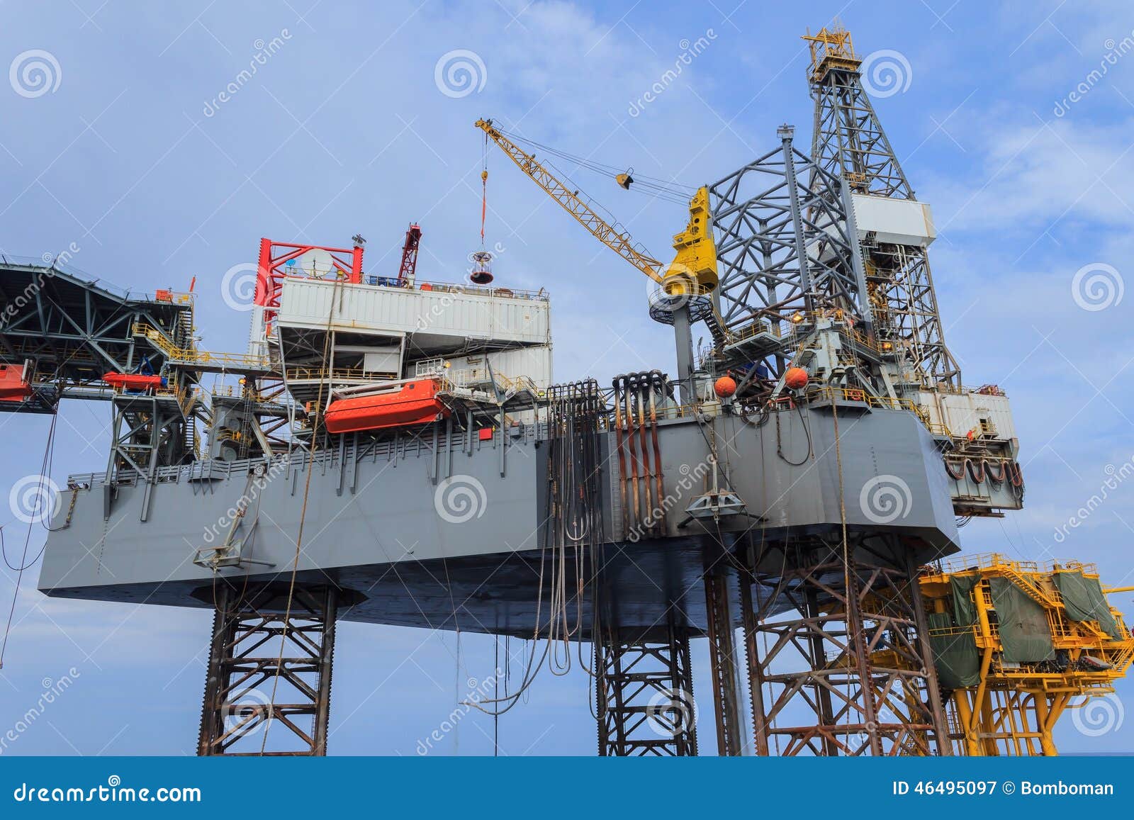 Offshore Jack Up Drilling Rig Over the Production Platform Stock Image ...