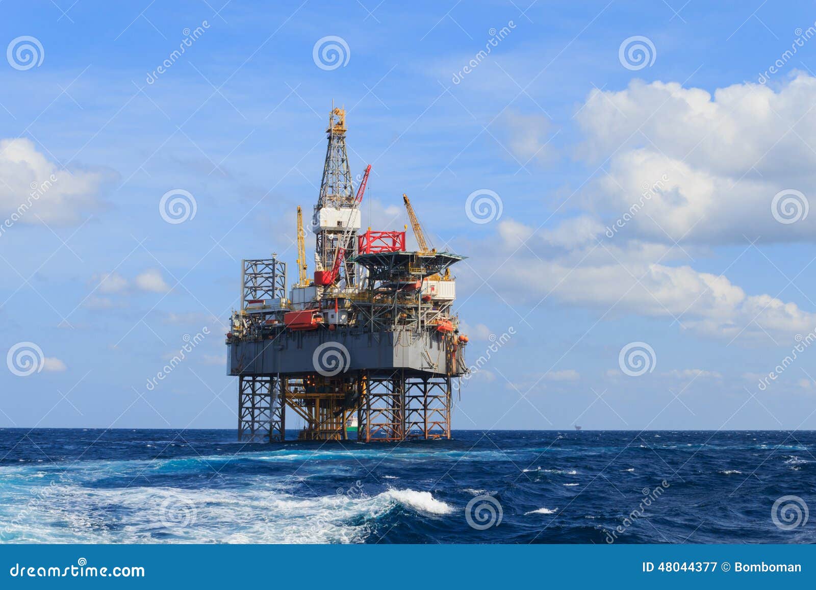 Offshore Jack Up Drilling Rig Over the Production Platform Stock Image ...