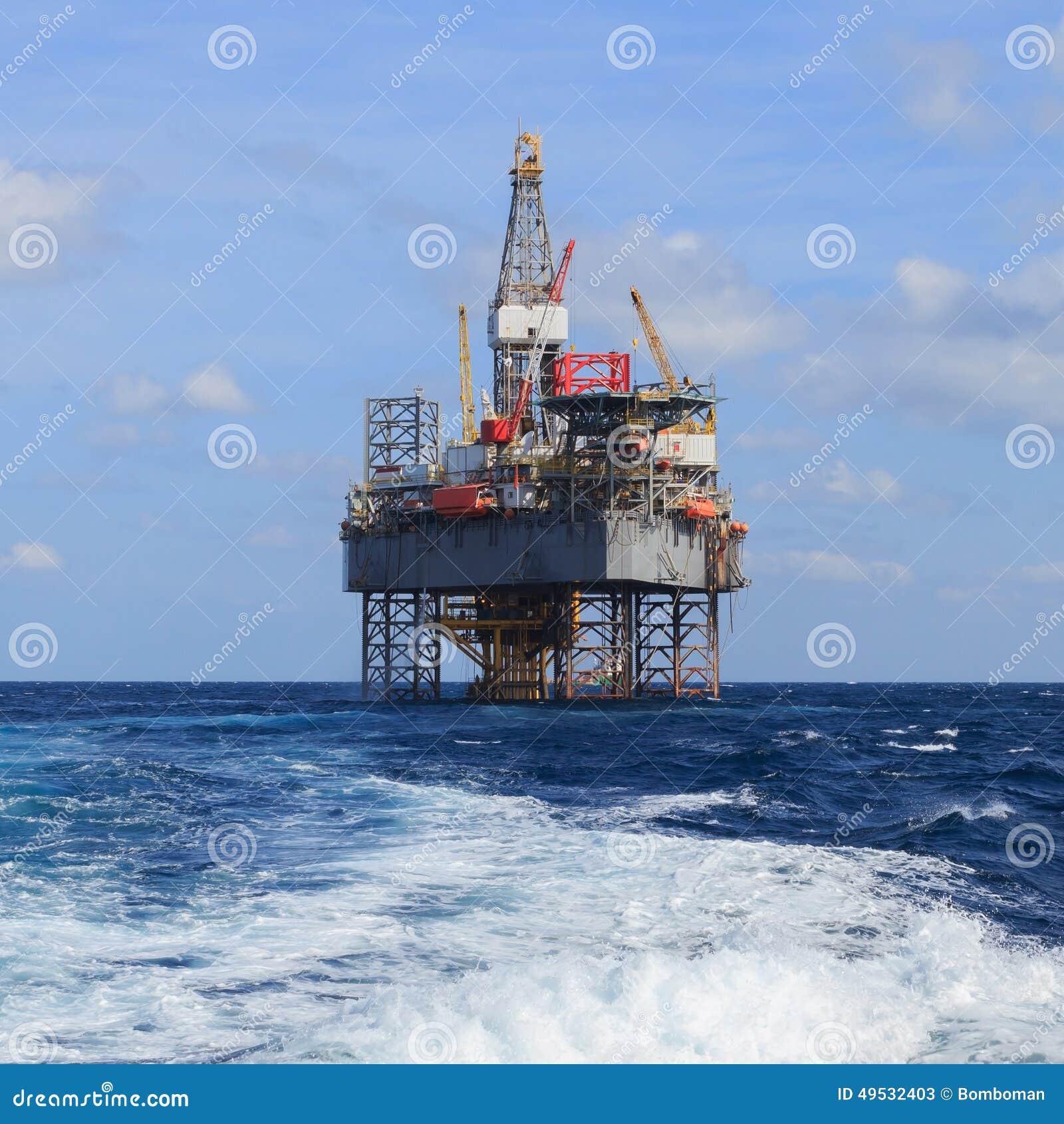 Offshore Jack Up Drilling Rig Over the Production Platform Stock Image ...