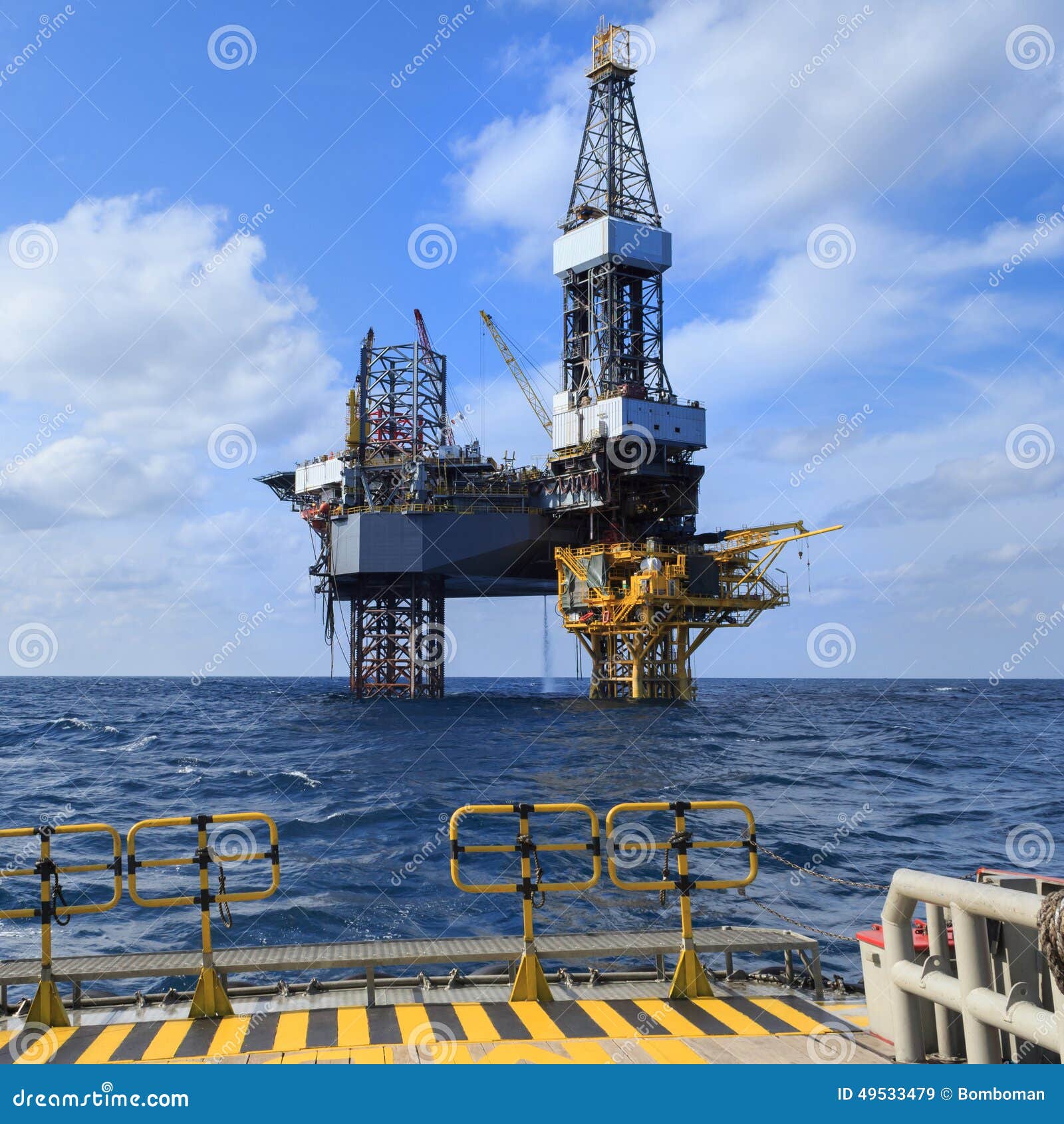 Offshore Jack Up Drilling Rig Over the Production Platform Stock Image ...