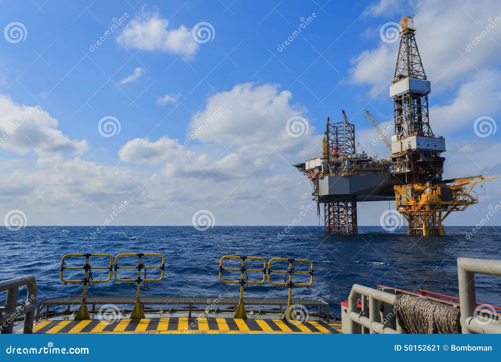 Offshore Jack Up Drilling Rig Over the Production Platform Stock Image ...